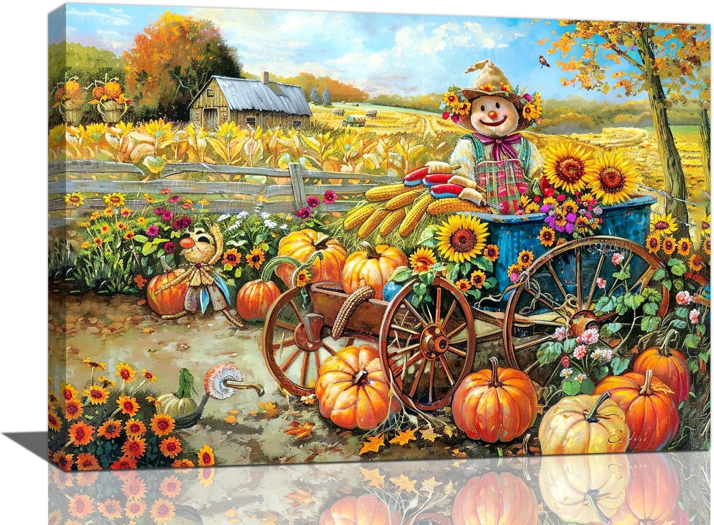 AatoeaX Farmhouse Autumn Wall Art Fall Harvest Wall Decor Pumpkin Patch ...