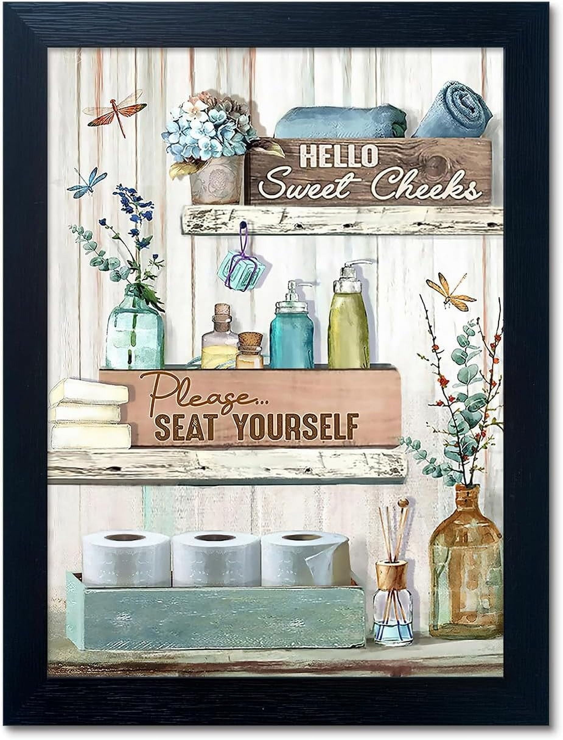 AatoeaX Farmhouse Bathroom Wall Decor Art Dragonfly Canvas Prints Teal ...