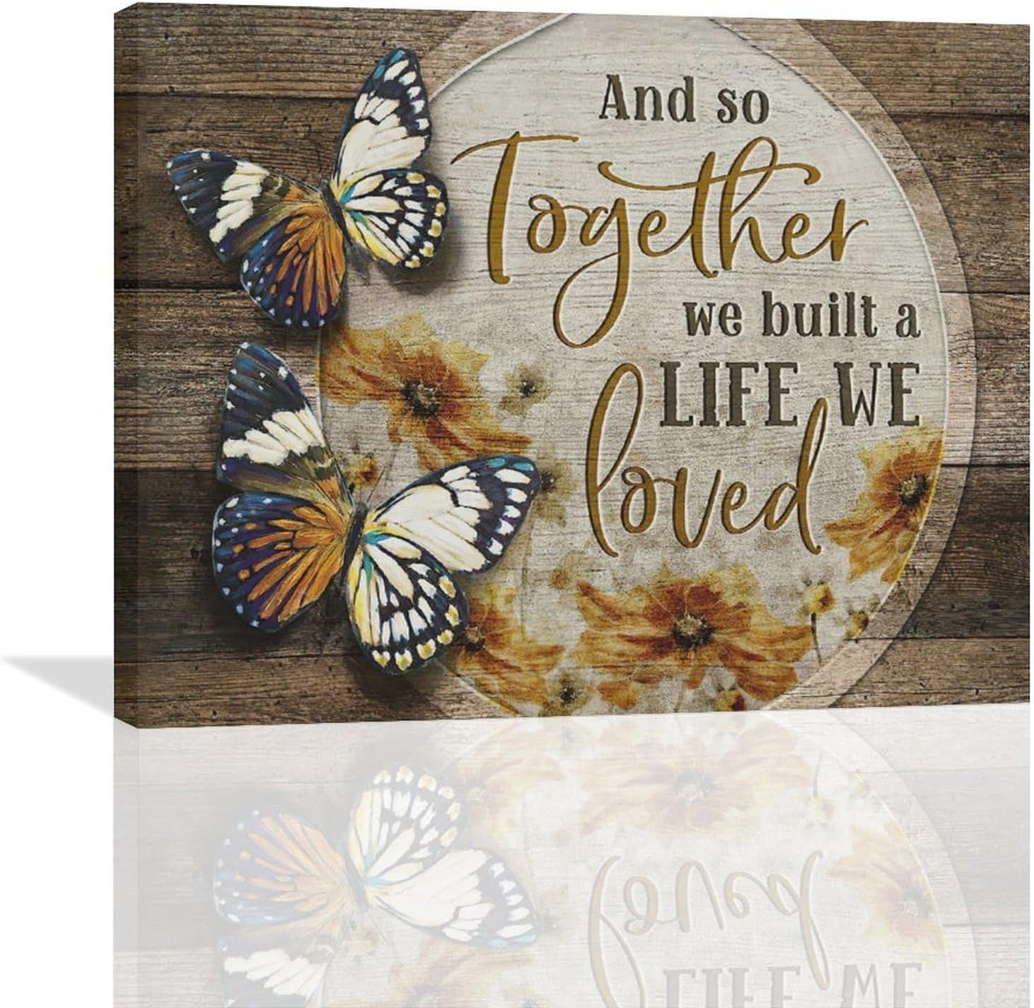AatoeaX Farmhouse Butterfly Wall Art Country Butterfly Flower Wall ...