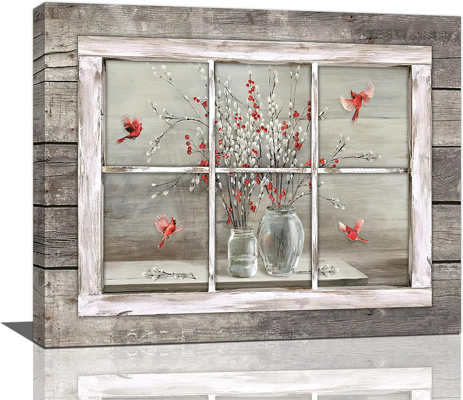 AatoeaX Farmhouse Cardinal Decor Wall Art Rustic Red Cardinal Pussy ...