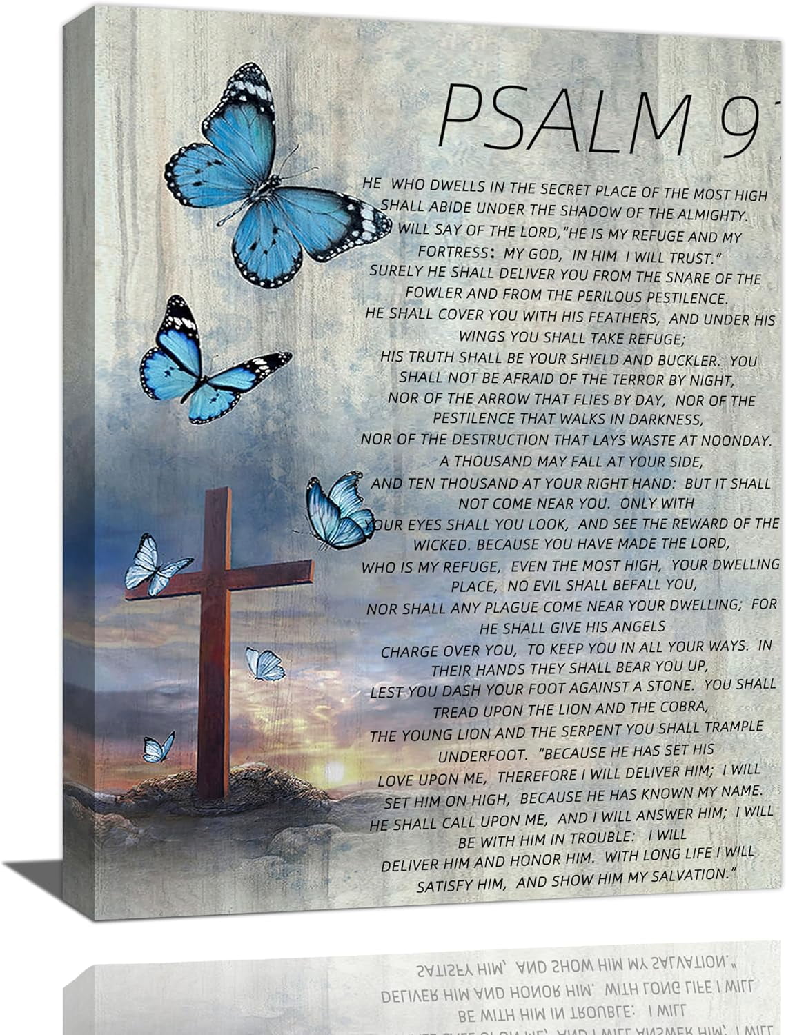 AatoeaX Farmhouse Christian Psalm 91 Wall Art Scripture Bible Verse ...