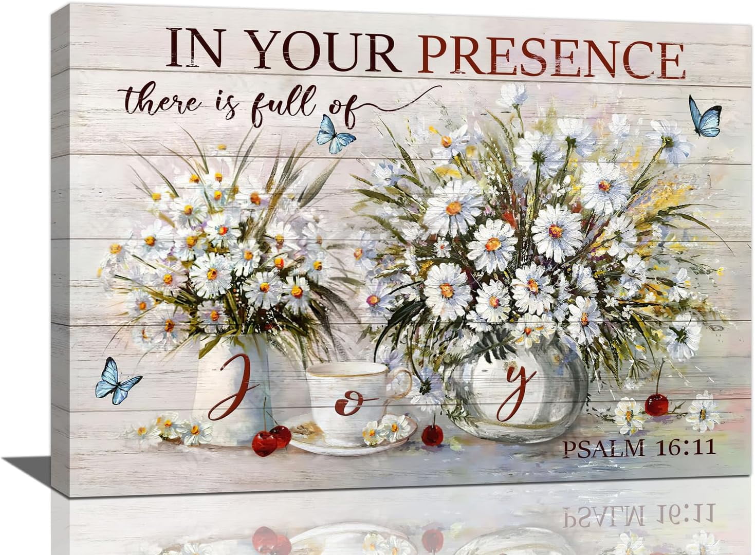 AatoeaX Farmhouse Daisy Wall Art Rustic Flower Butterfly Pictures ...