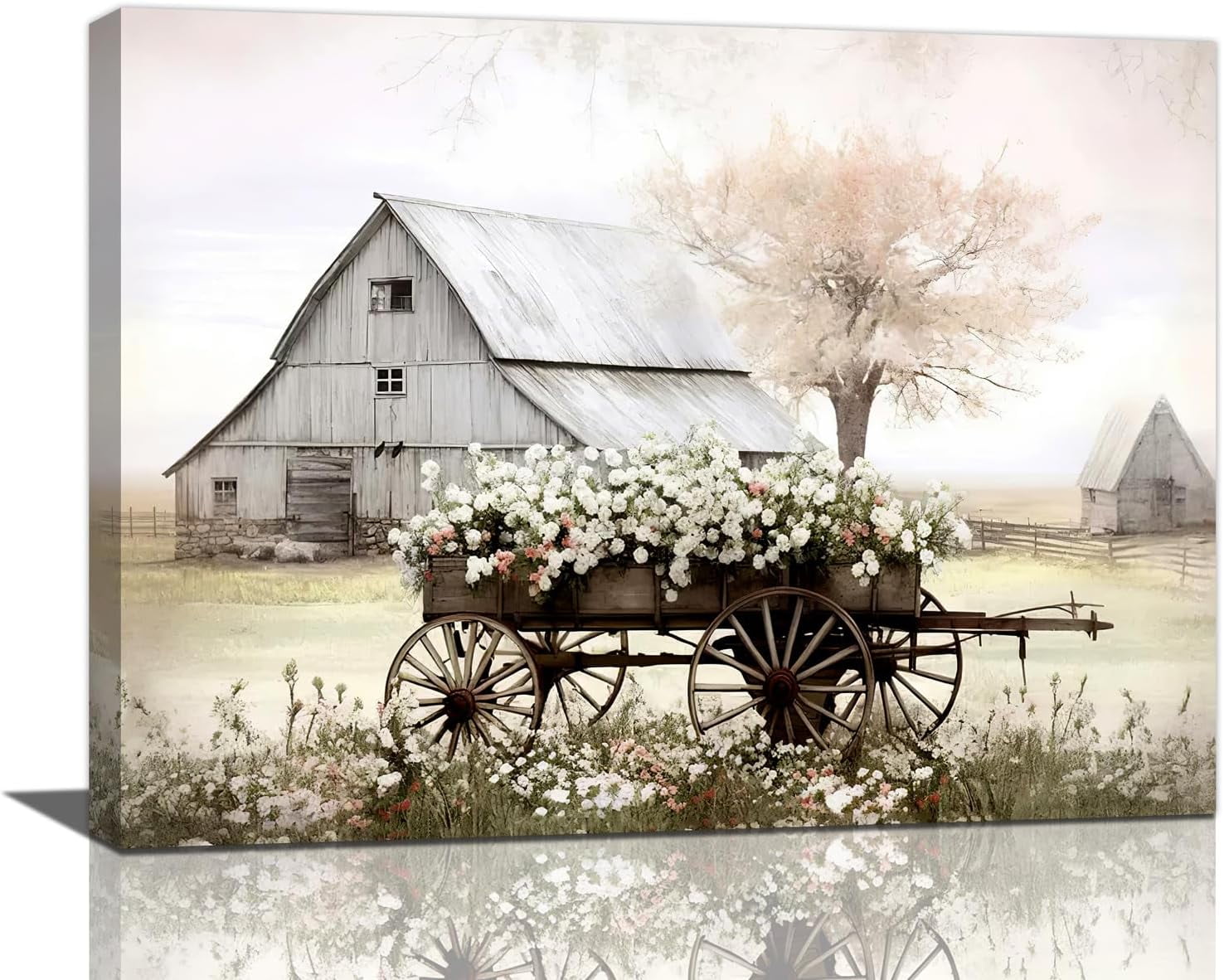 AatoeaX Farmhouse Decor Rustic Wall Art Barn Canvas Pictures Country Wall Decor Retro Canvas ...