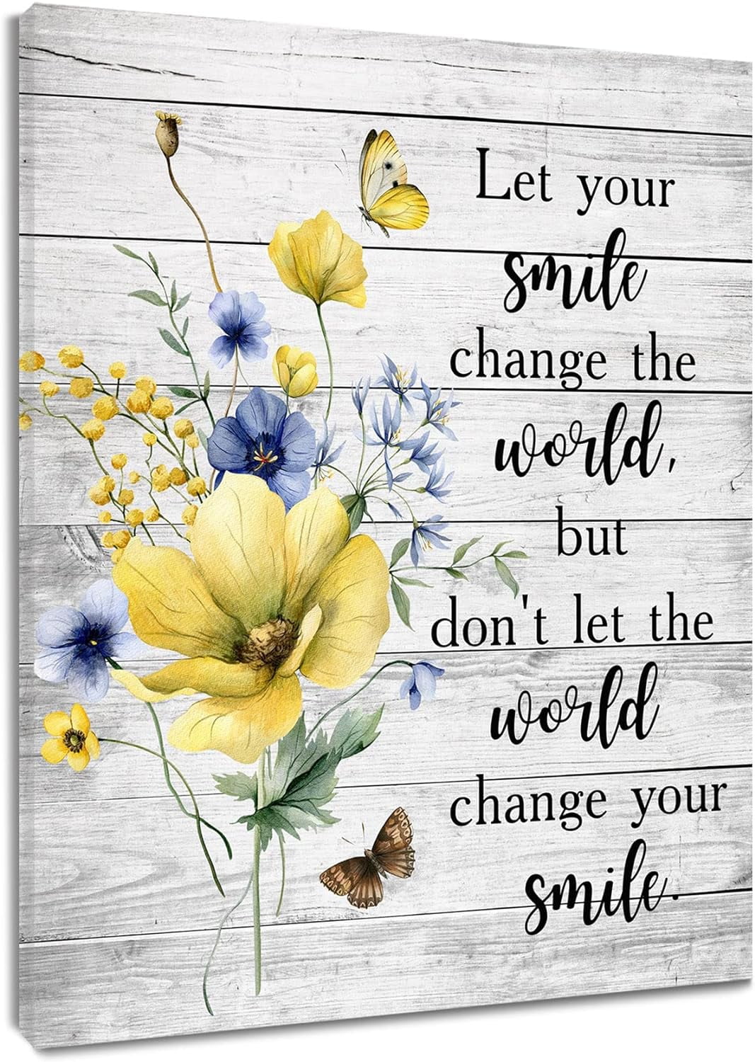 AatoeaX Farmhouse Floral Wall Art for Living Room, Blue and Yellow ...