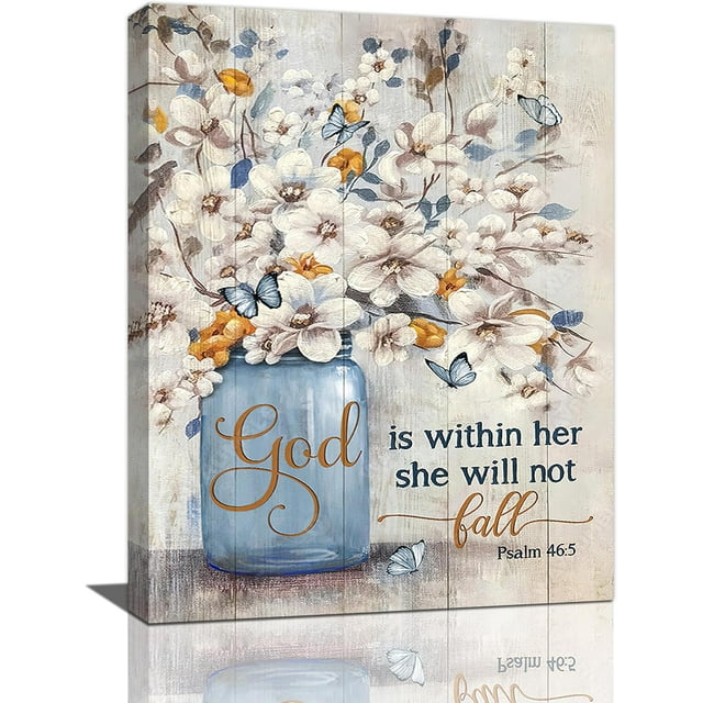 AatoeaX Farmhouse Flower Bible Verse Wall Art Christian Scripture Wall ...