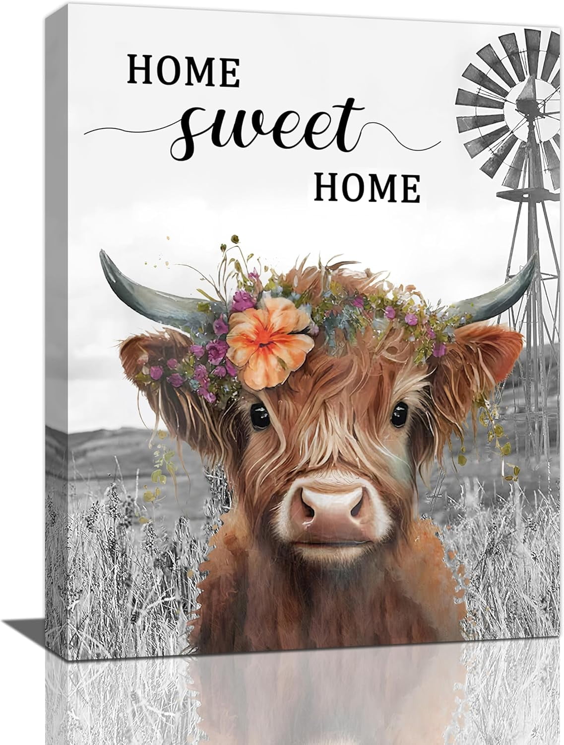 AatoeaX Farmhouse Highland Cow Wall Decor Cute Cattle Windmill Pictures ...