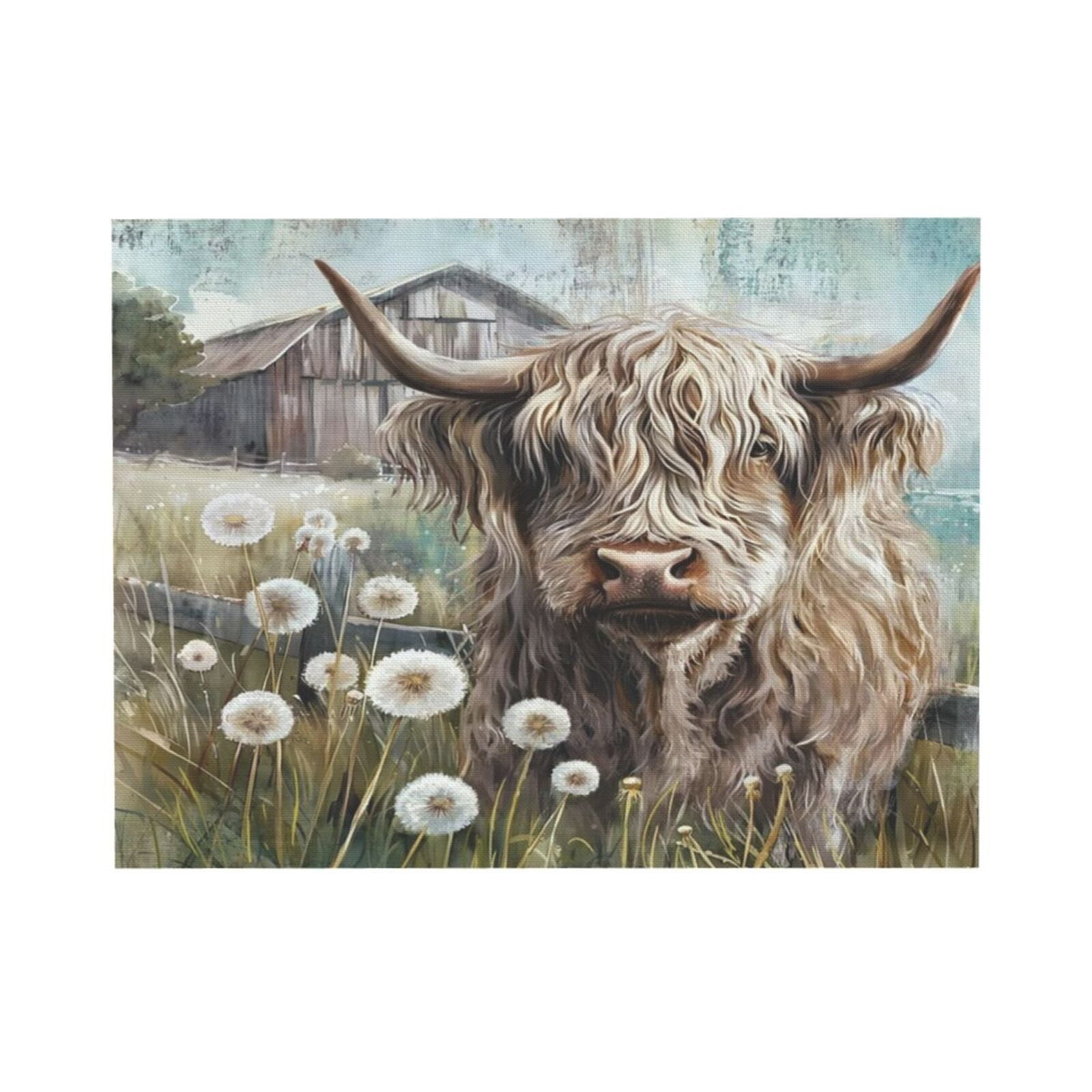 AatoeaX Farmhouse Highland Cow Wall Decor in Neutral colour: Rustic Cow ...