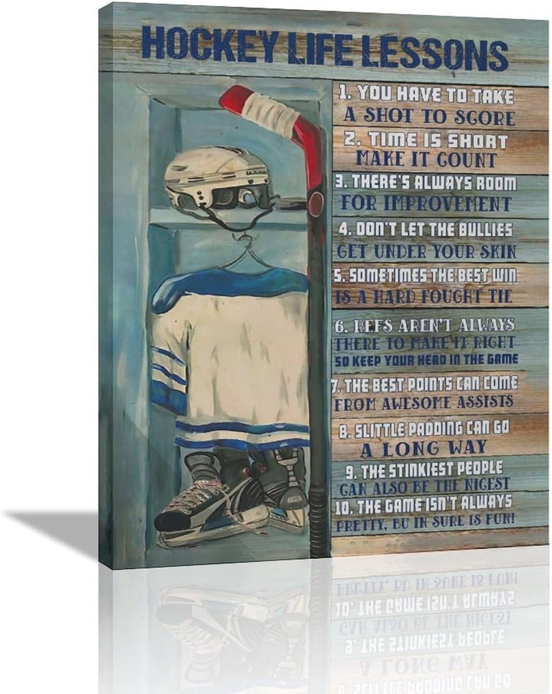 AatoeaX Farmhouse Hockey Wall Art Hockey Life Lessons Wall Decor Rustic ...