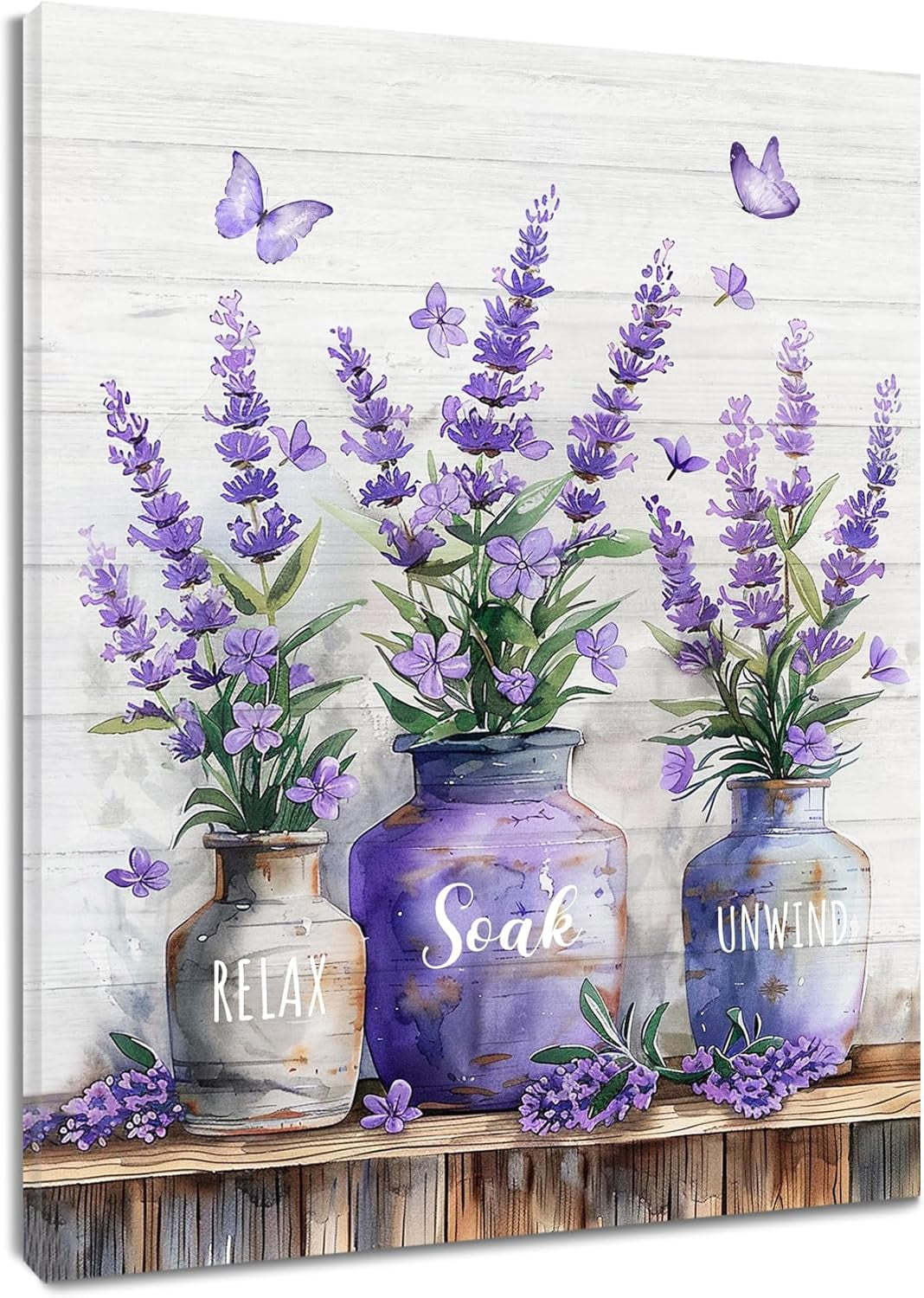 AatoeaX Farmhouse Lavender Wall Art for Bathroom Purple Floral and ...
