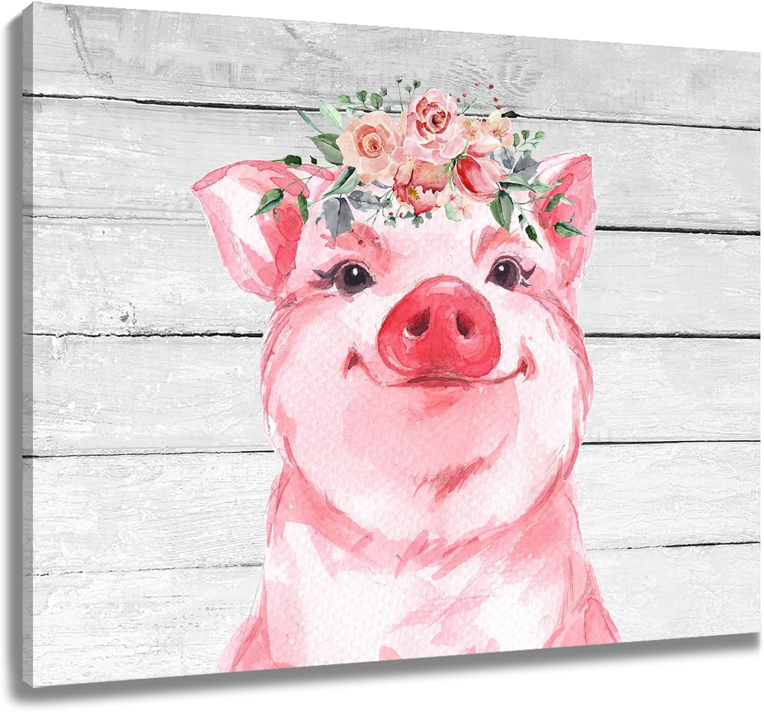 AatoeaX Farmhouse Pig Wall Art for Living Room Funny Animal and Pink ...