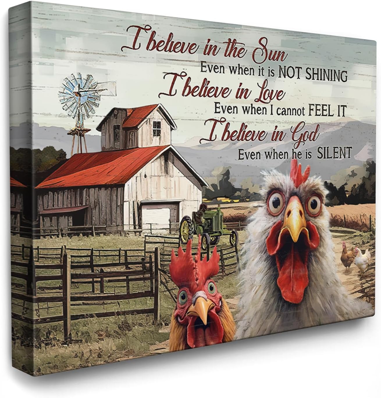 AatoeaX Farmhouse Rooster Canvas Wall Art Funny Farm Barn Chicken ...