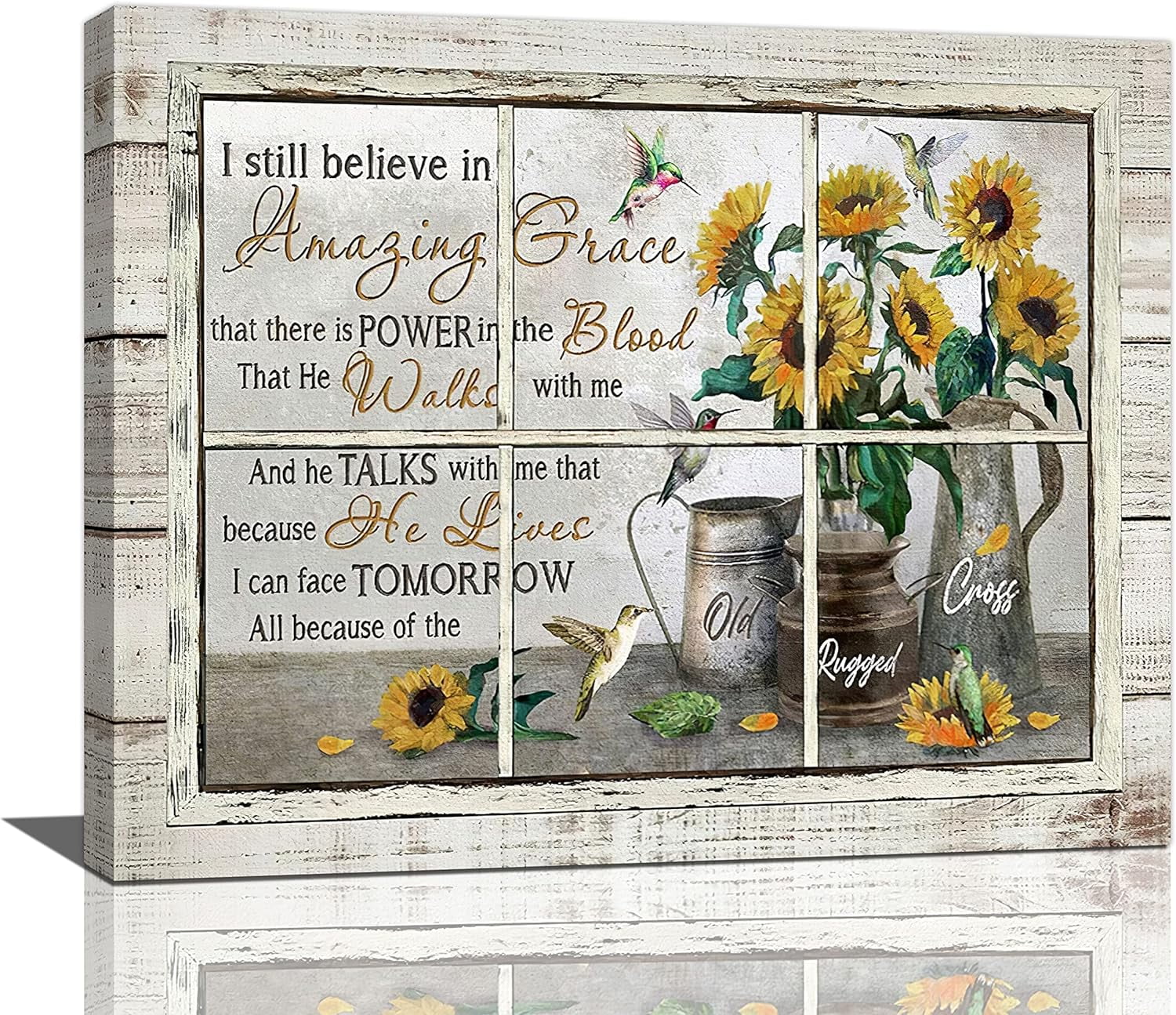 AatoeaX Farmhouse Sunflower Wall Art Country Rustic Window Sunflower ...