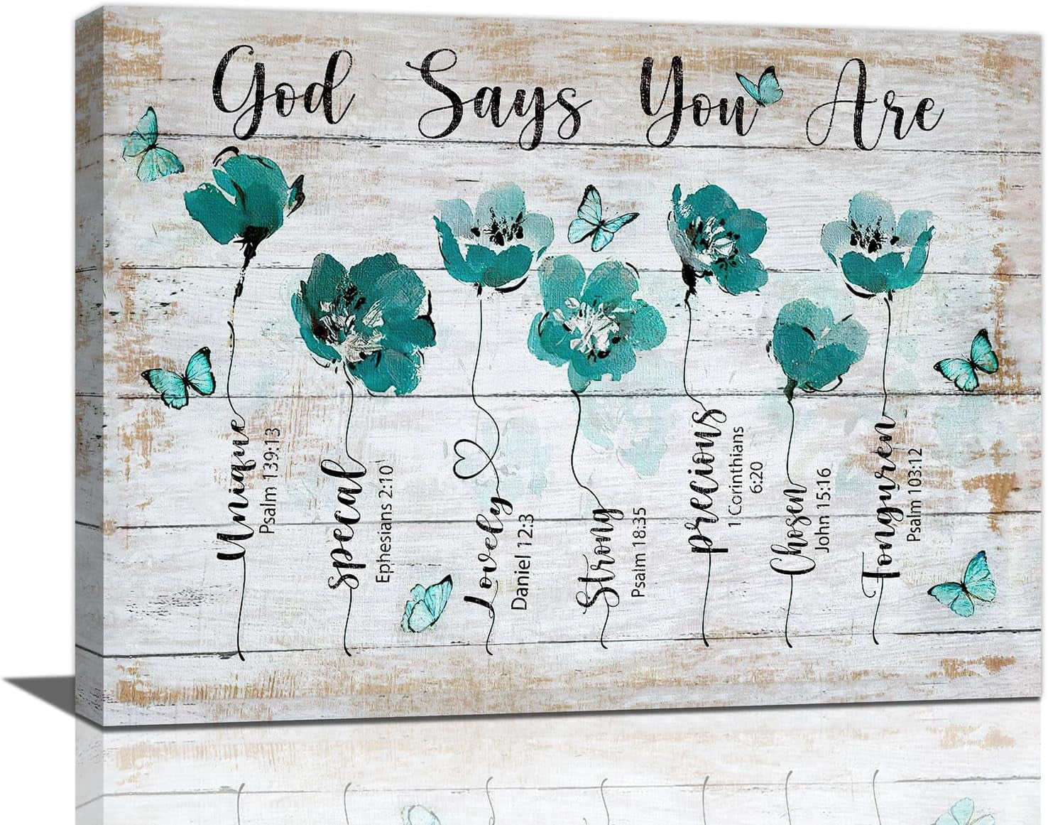 AatoeaX Farmhouse Wall Art Rustic Teal Floral Butterfly Pictures Wall ...