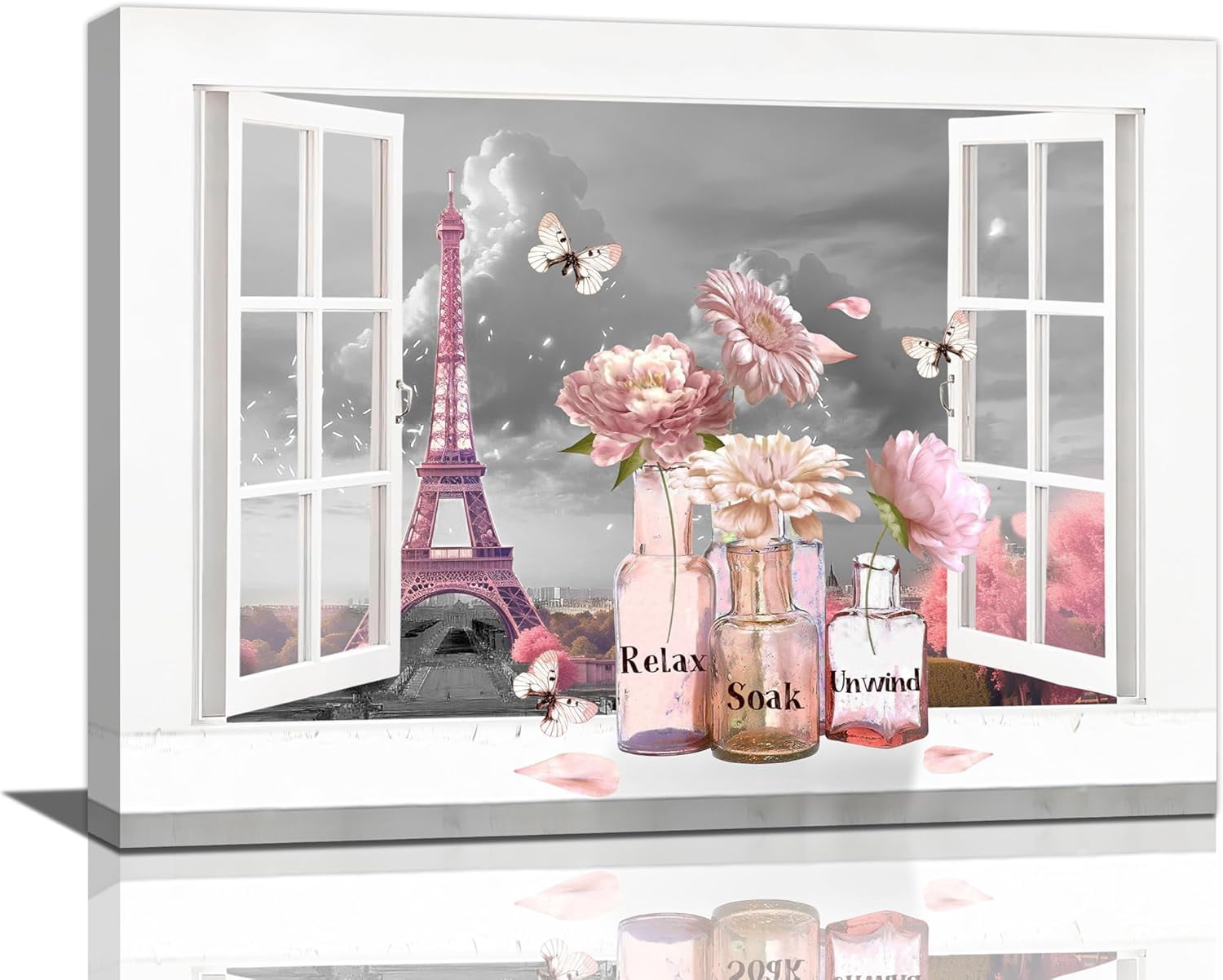 AatoeaX Fashion Paris Wall Art Eiffel Tower Picture Wall Decor Pink And ...