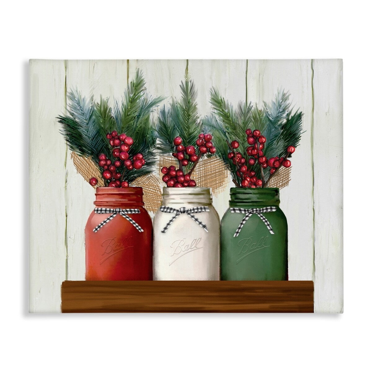 AatoeaX Festive Holiday Jars Christmas Berry Bouquets Canvas Wall Art ...