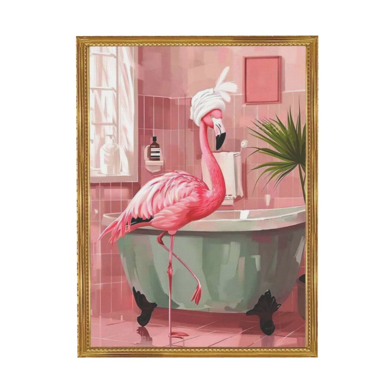 AatoeaX Flamingo Bathroom Decor Flamingo Wall Art Pink Flamingo in ...
