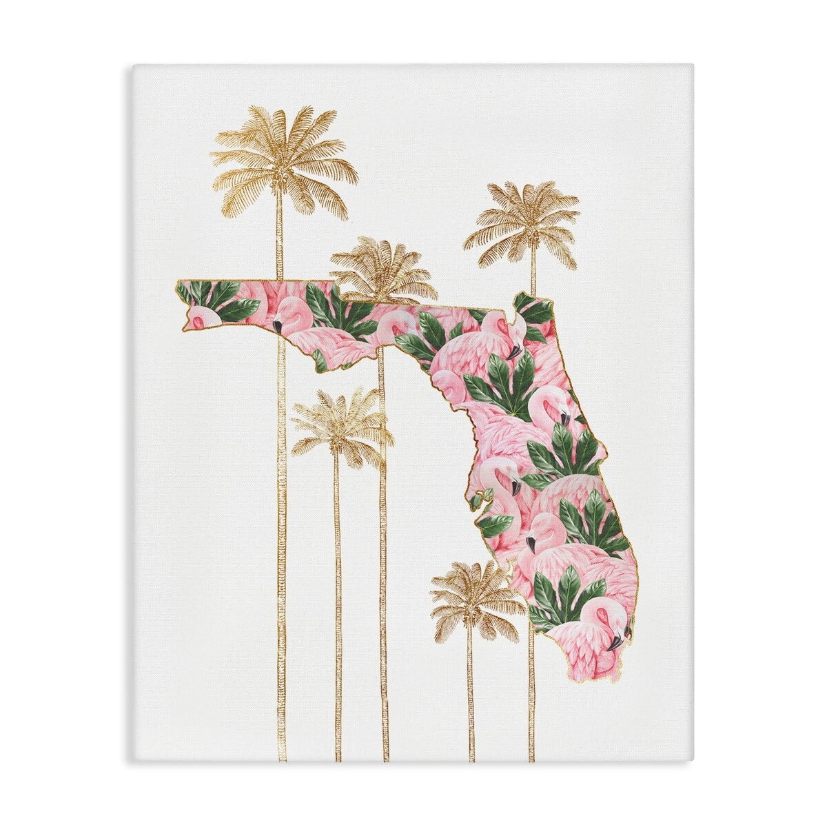 AatoeaX Flamingo Print Florida State with Palm Trees Canvas Wall Art ...
