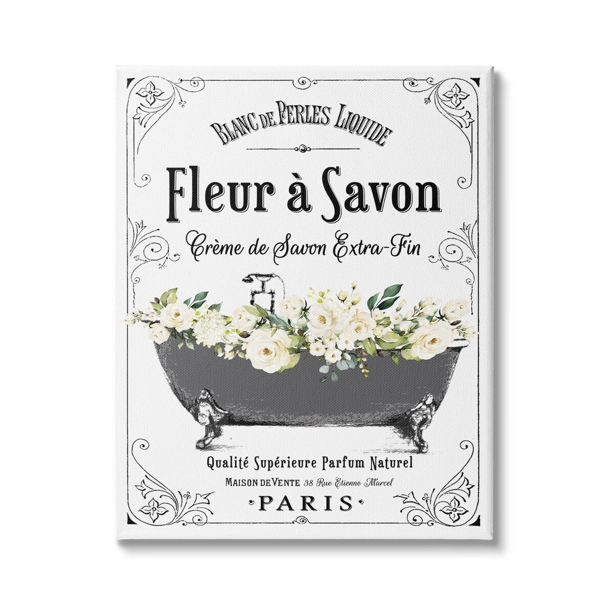 AatoeaX Fleur a Savon Vintage Parisian Bathroom Floral Tub Canvas Wall ...