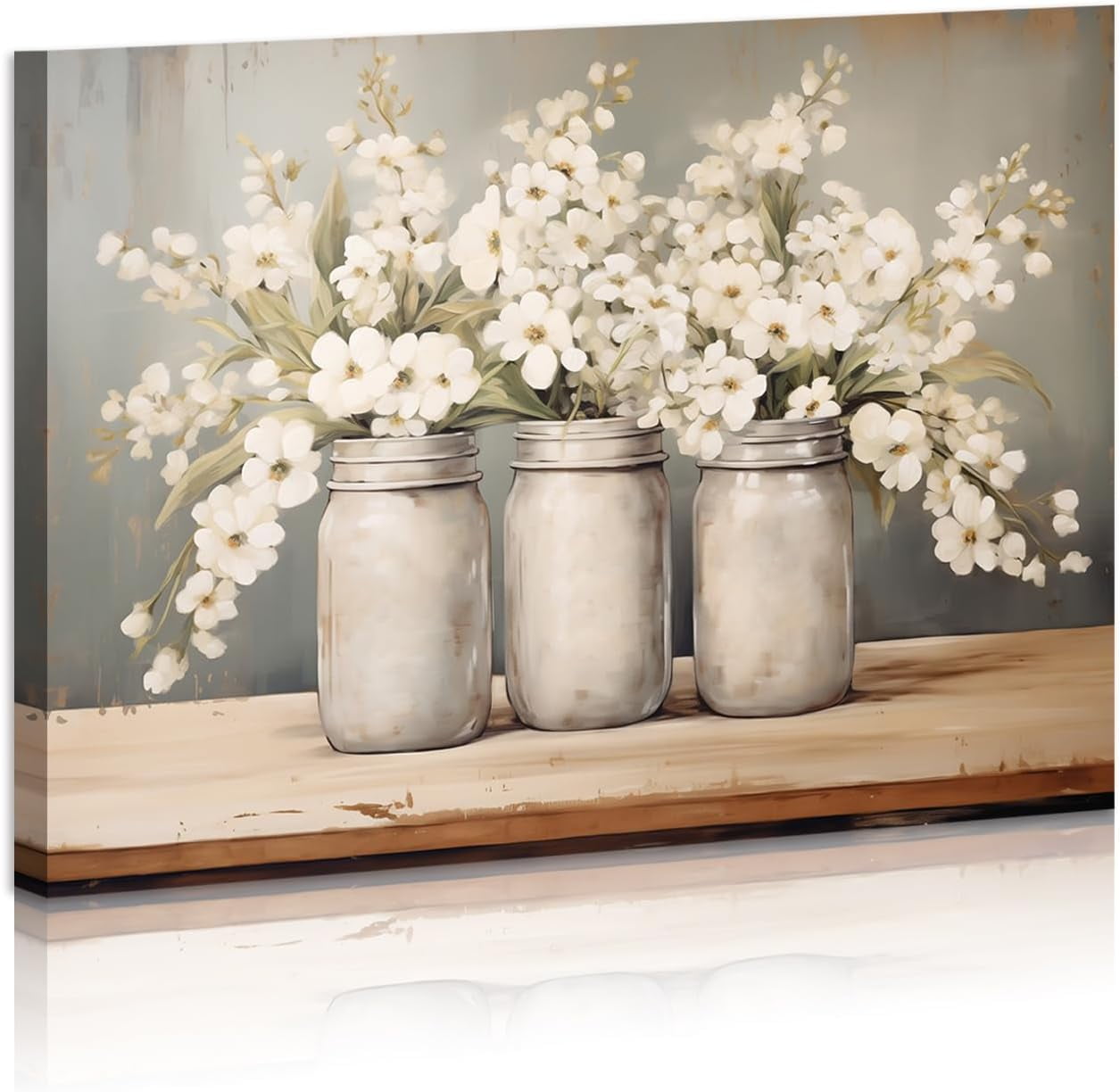 AatoeaX Floral Canvas Wall Art Prints White Botanical Flower Farmhouse ...