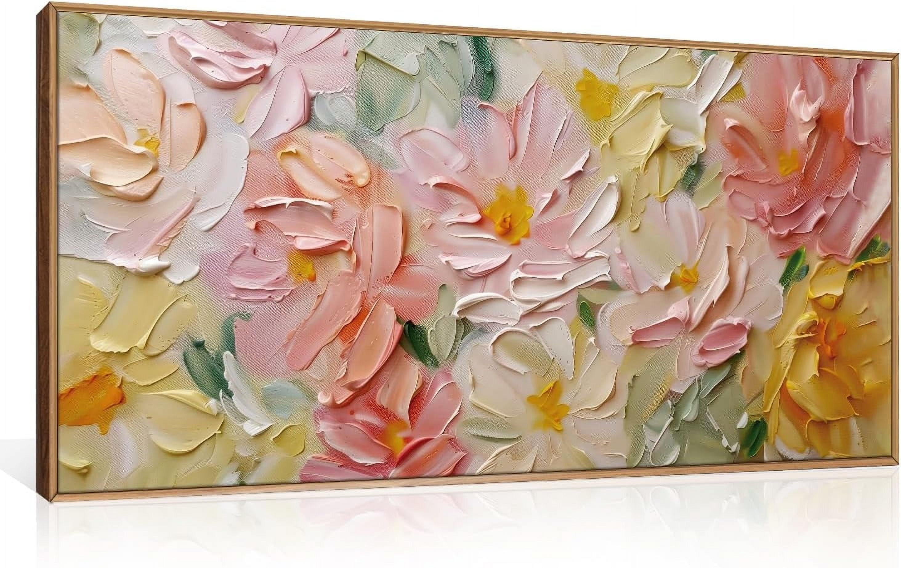 AatoeaX Floral Wall Art Watercolor Flower Textured Oil Painting, Modern ...