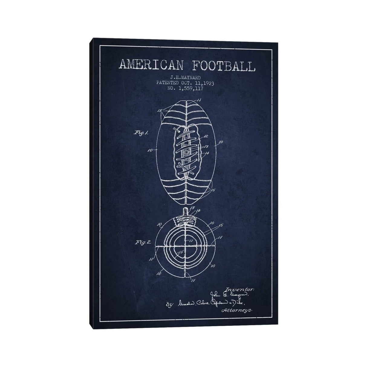AatoeaX "Football Navy Blue Patent Blueprint" Canvas Print Modern Wall ...