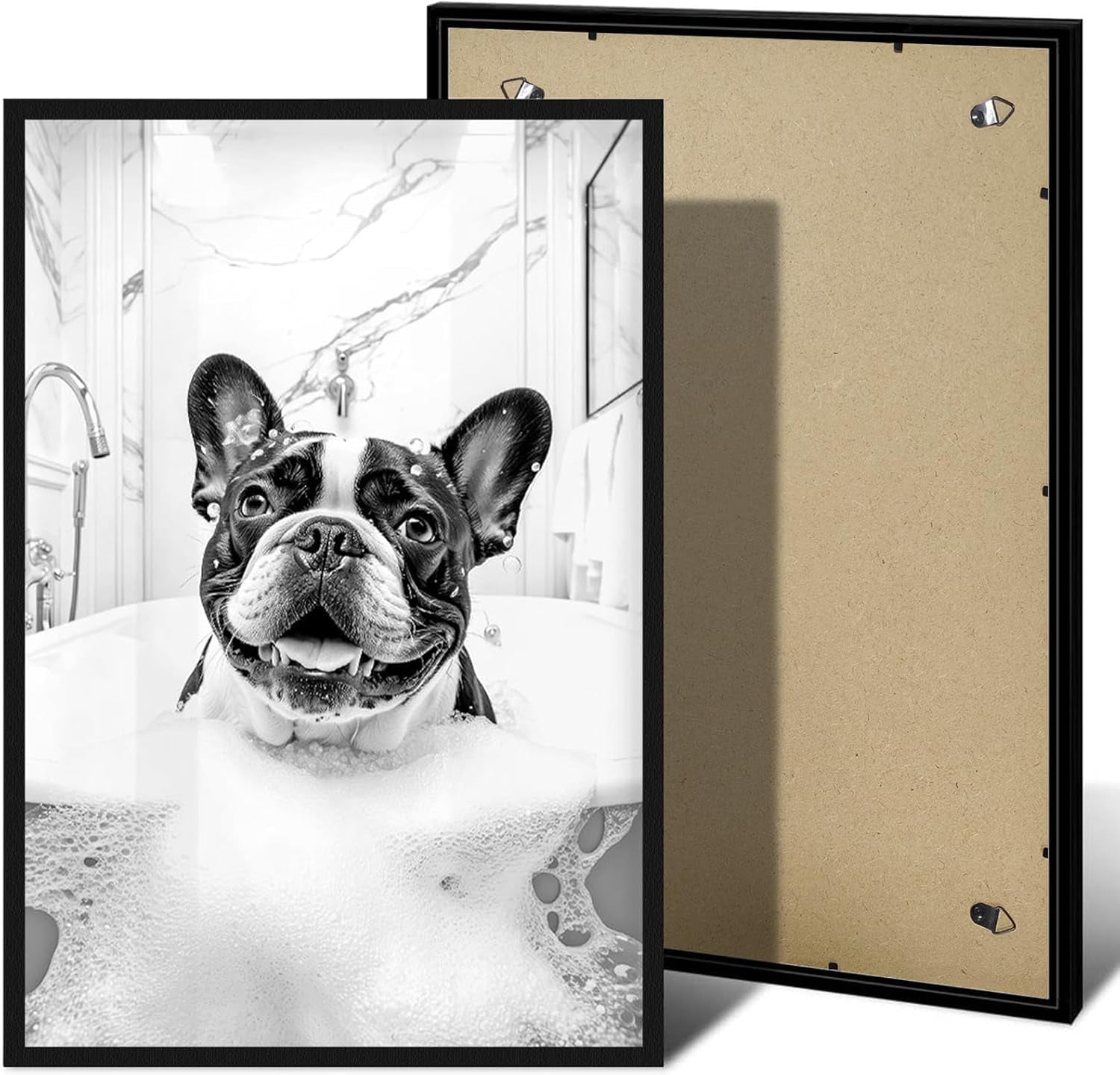 AatoeaX French Bulldog in Tub Wall Art black bathroom wall decor funny ...