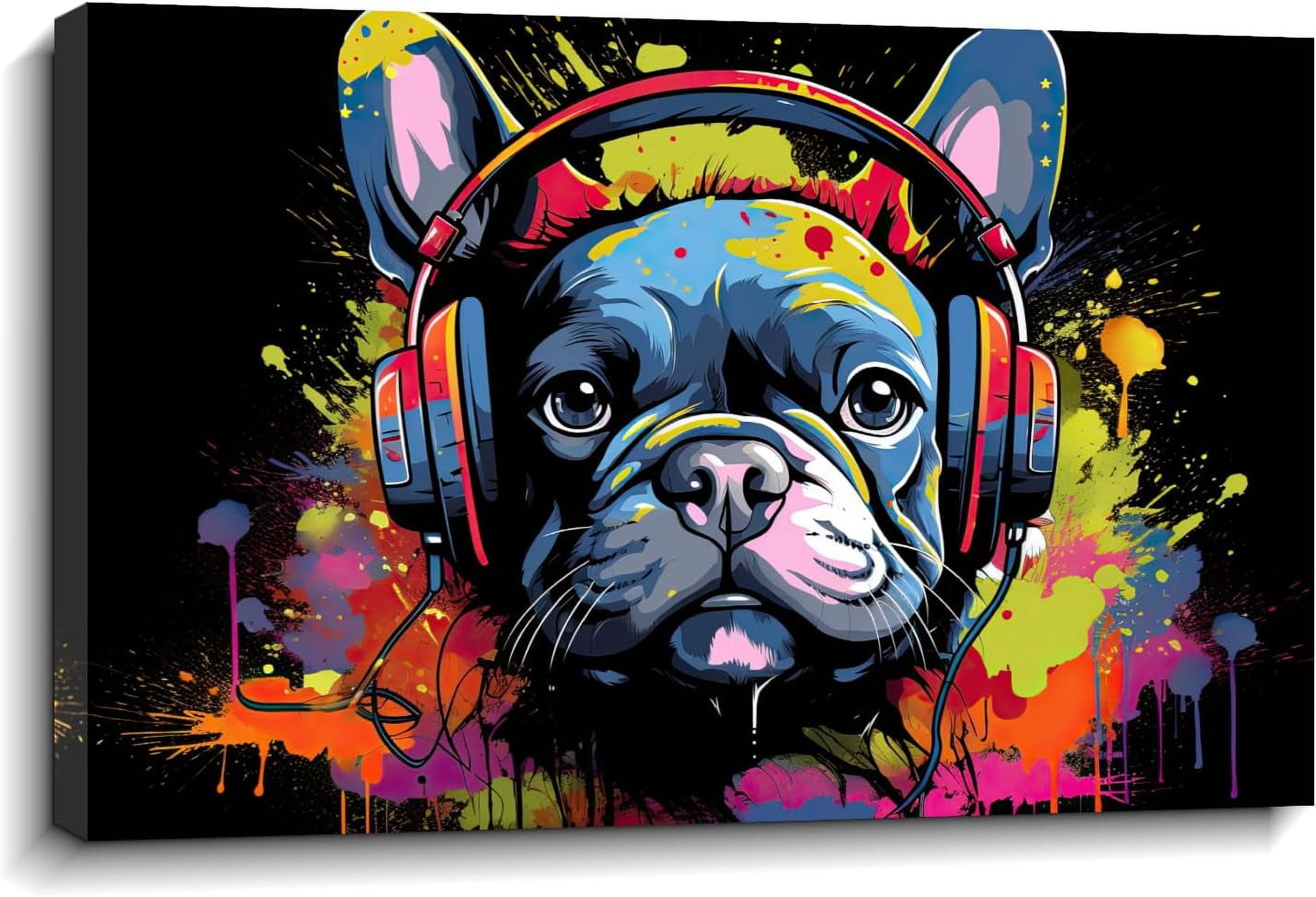 AatoeaX French Bulldog Wall Art Dog Wall Decor Black Poster Canvas ...