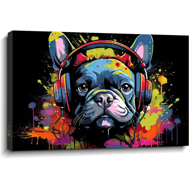 AatoeaX French Bulldog Wall Art Dog Wall Decor Black Poster Canvas ...