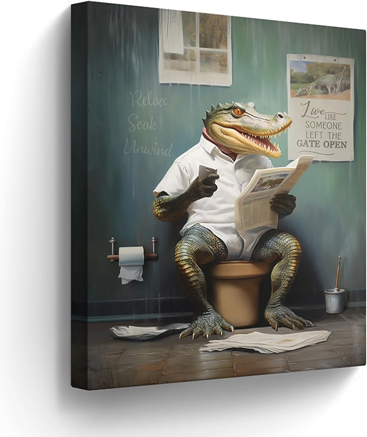 AatoeaX Funny American Alligator Canvas Wall Art Alligator Picture Wall ...