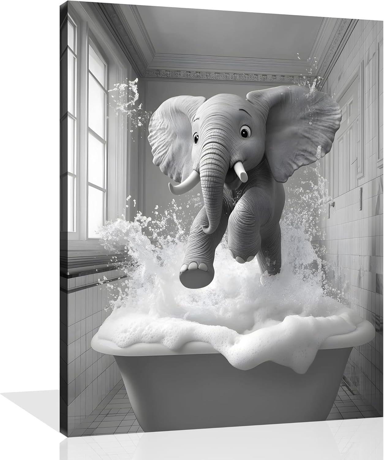 AatoeaX Funny Animal Bathroom Canvas Wall Art Black and White Animal ...