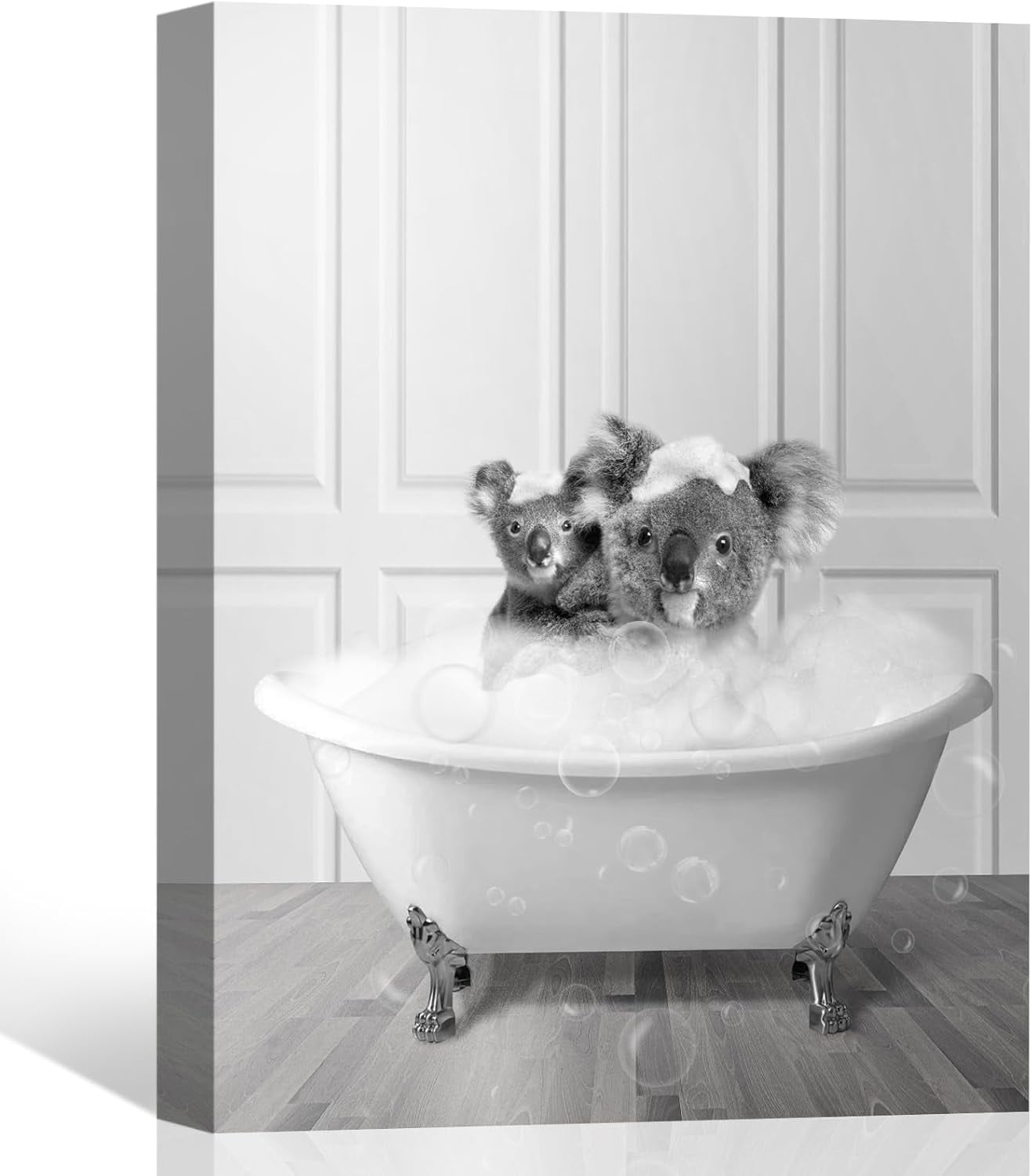 AatoeaX Funny Bathroom Decor Cute Koalas Take Bath in Bathtub Canvas ...