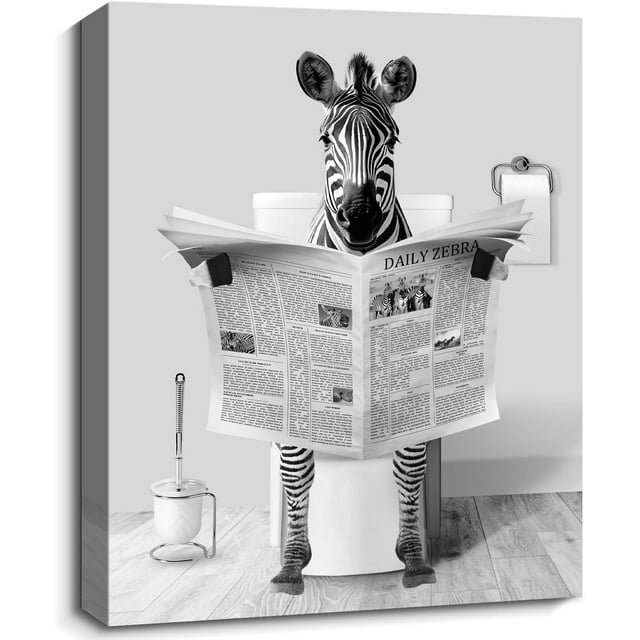 AatoeaX Funny Bathroom Pictures Wall Decor Humorous Zebra Sitting in ...
