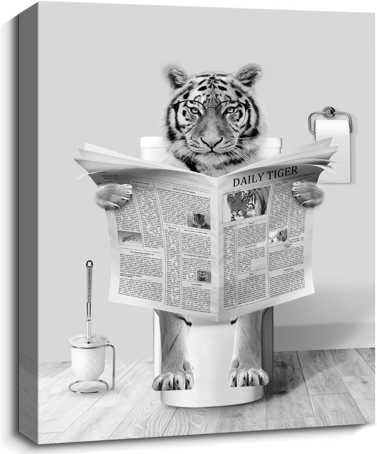 AatoeaX Funny Bathroom Wall Decoration Tiger in Toilet Poster Painting ...