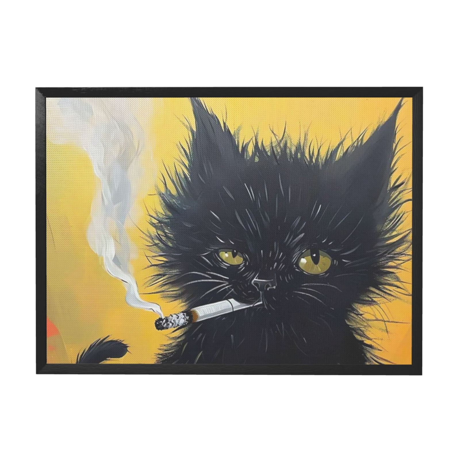 AatoeaX Funny Black Cat Smoking a Cigarette Poster Cat Art Print ...