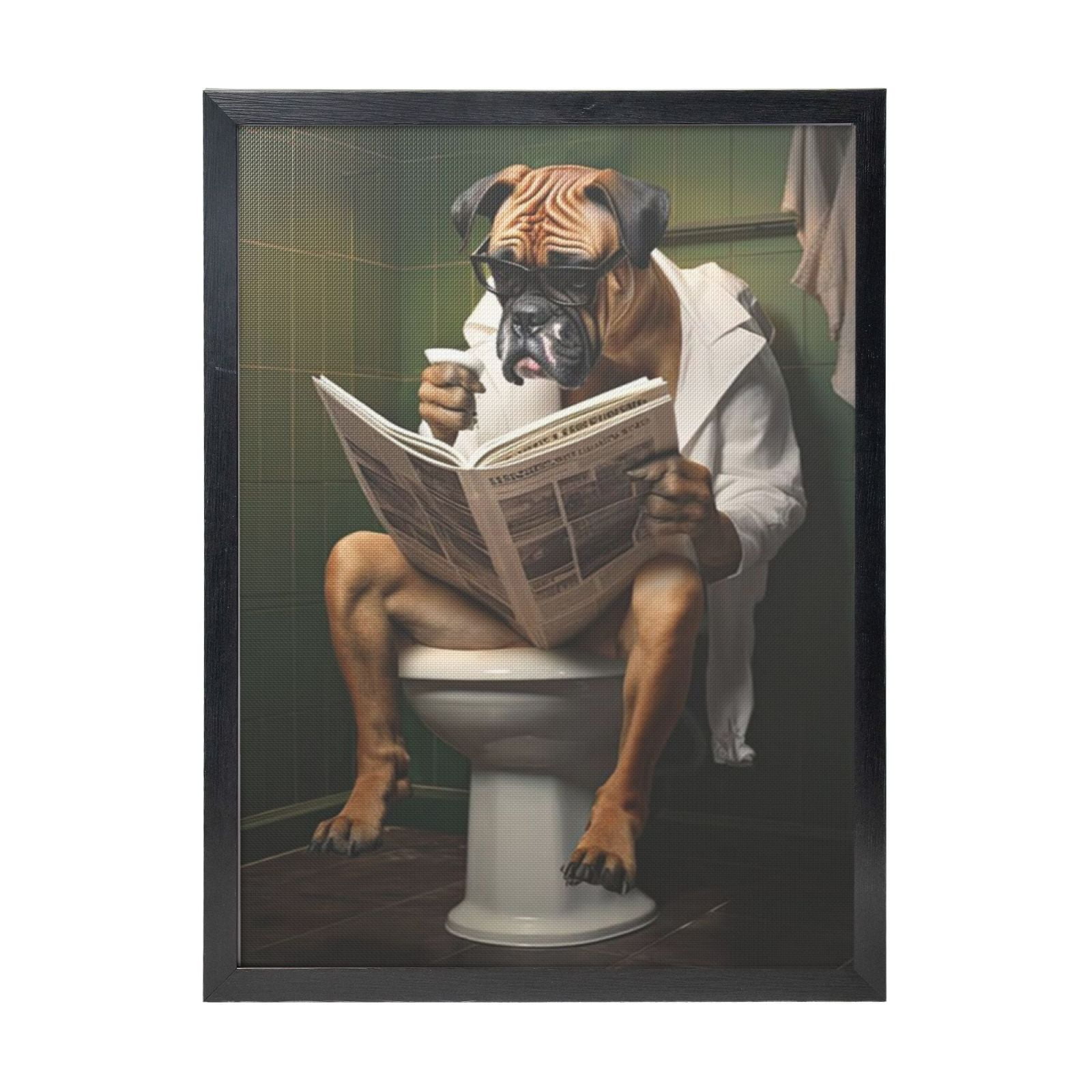 AatoeaX Funny Boxer Dog Bathroom Wall Art Decor Bathroom Decor Dog ...