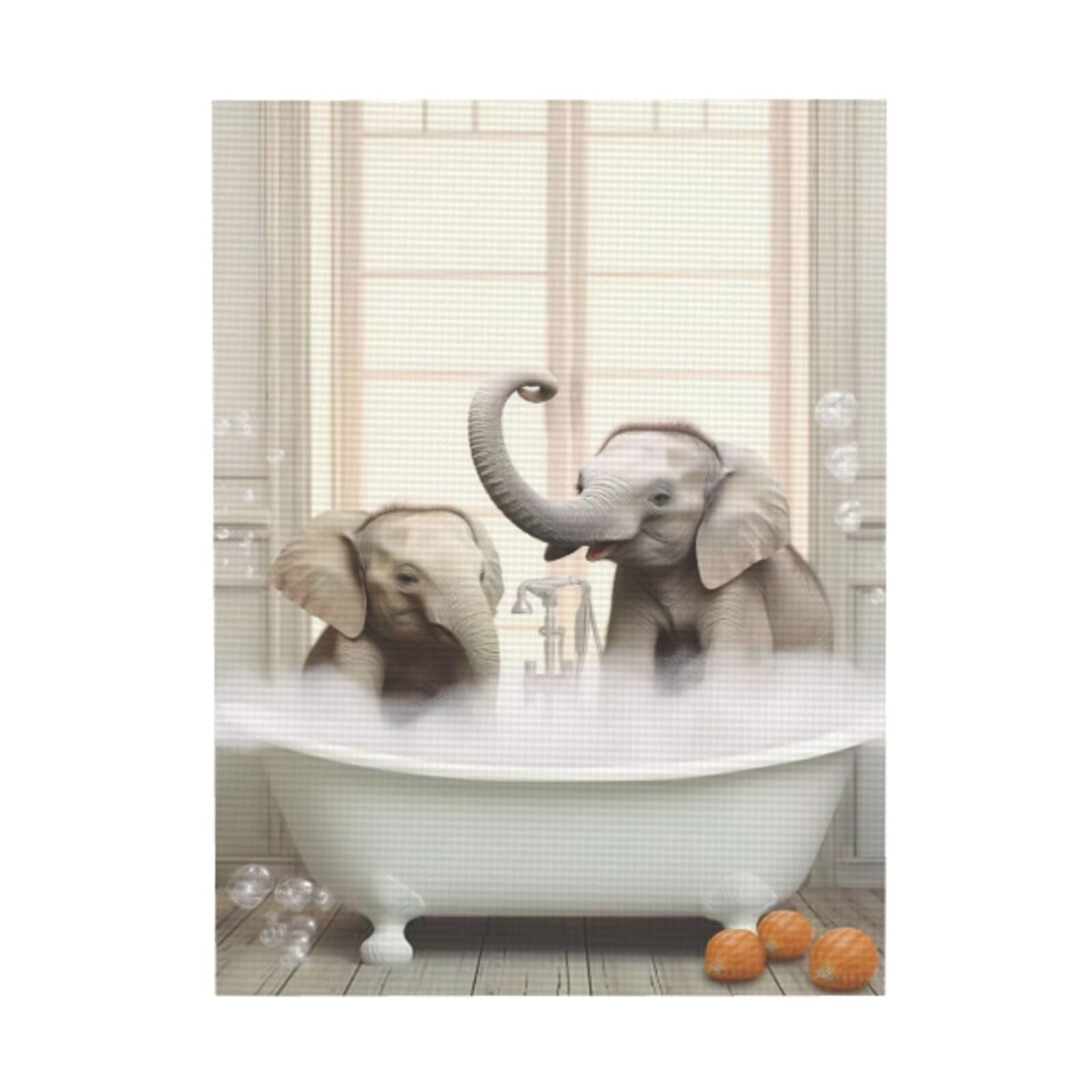 AatoeaX Funny Elephant Bathroom Canvas Wall Art, Elephants in Bathtub ...