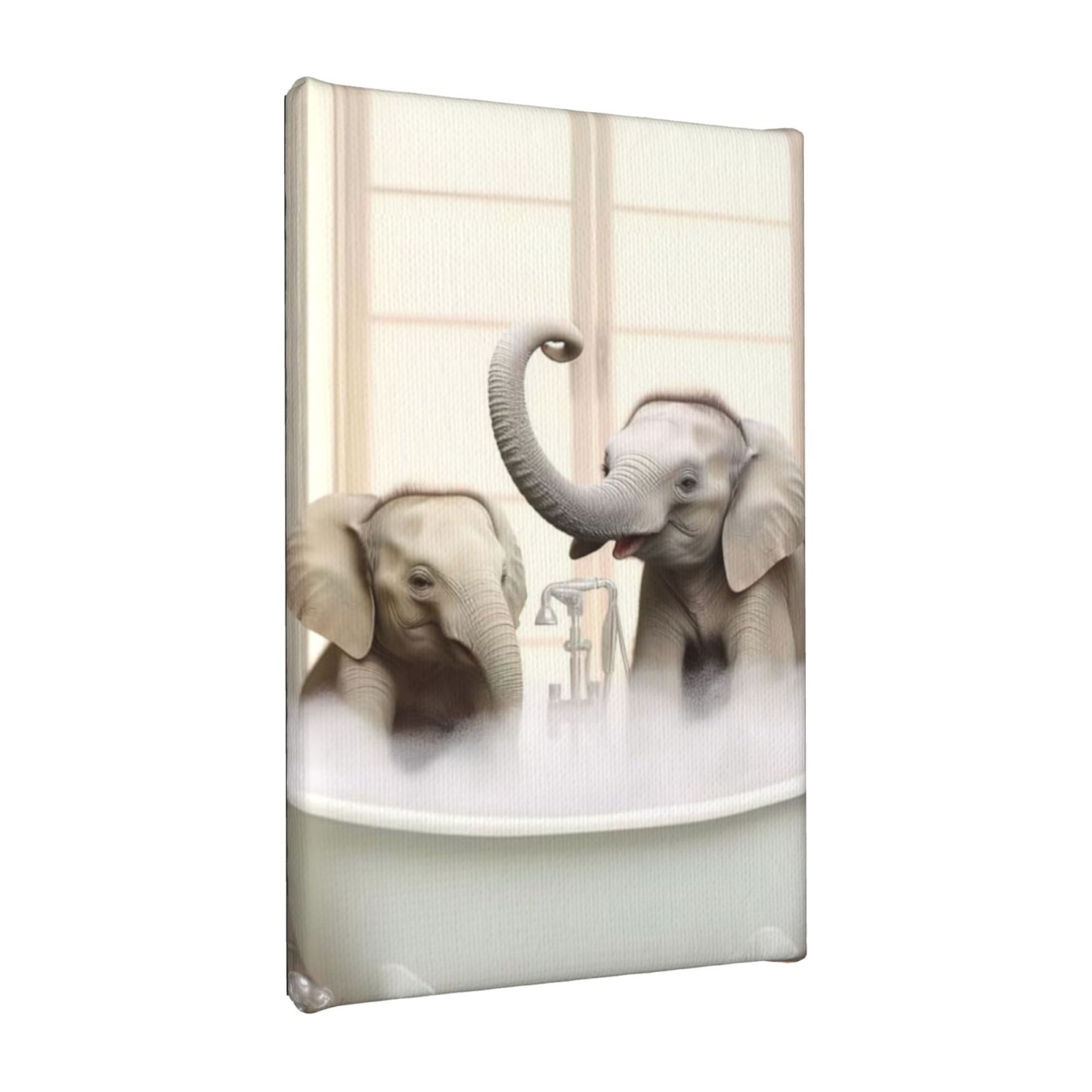 AatoeaX Funny Elephant Bathroom Canvas Wall Art, Elephants in Bathtub ...