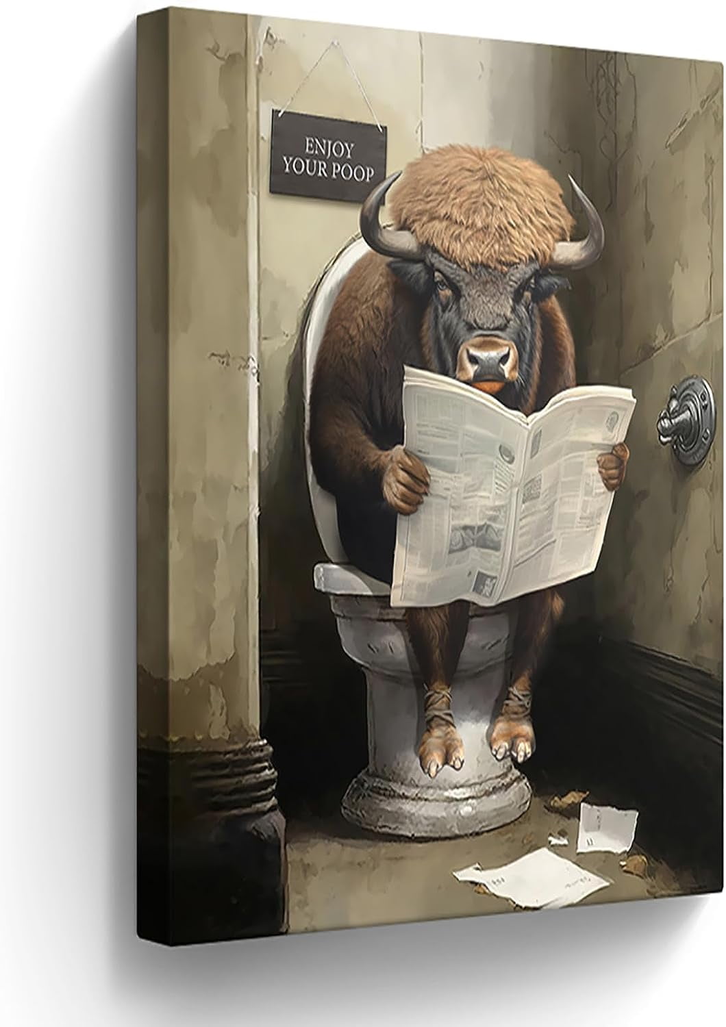 AatoeaX Funny Highland Cow Canvas Wall Art North American Bison Picture ...