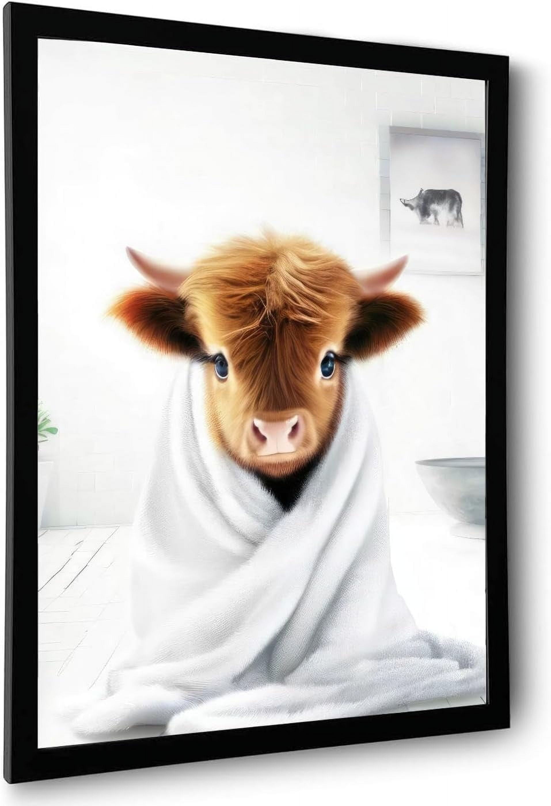 AatoeaX Funny Highland Cow Wall Art, Funny Bathroom Wall Art Decor ...