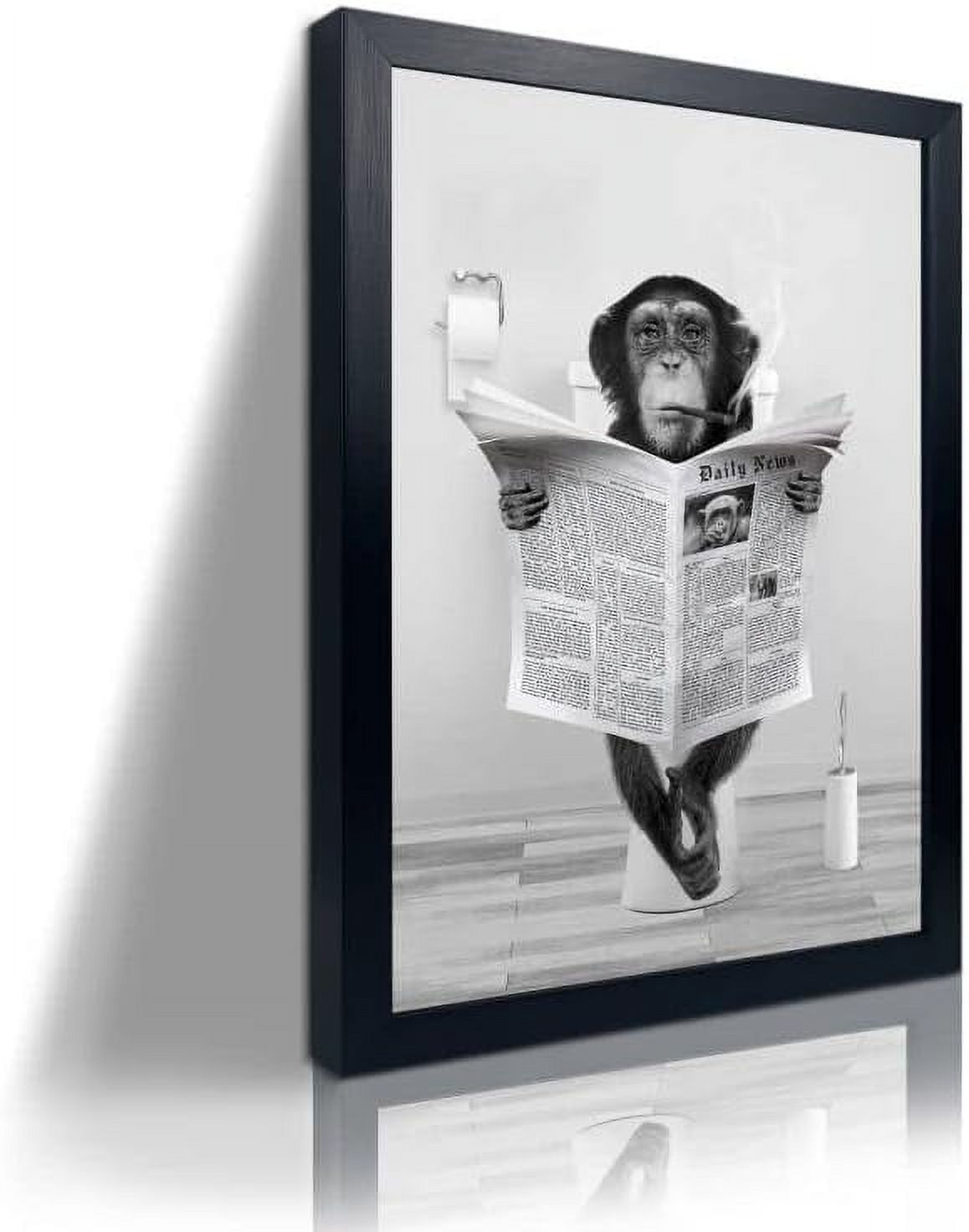 AatoeaX Funny Monkey Wall Art in Bathtub,Black and White Canvas Monkey ...