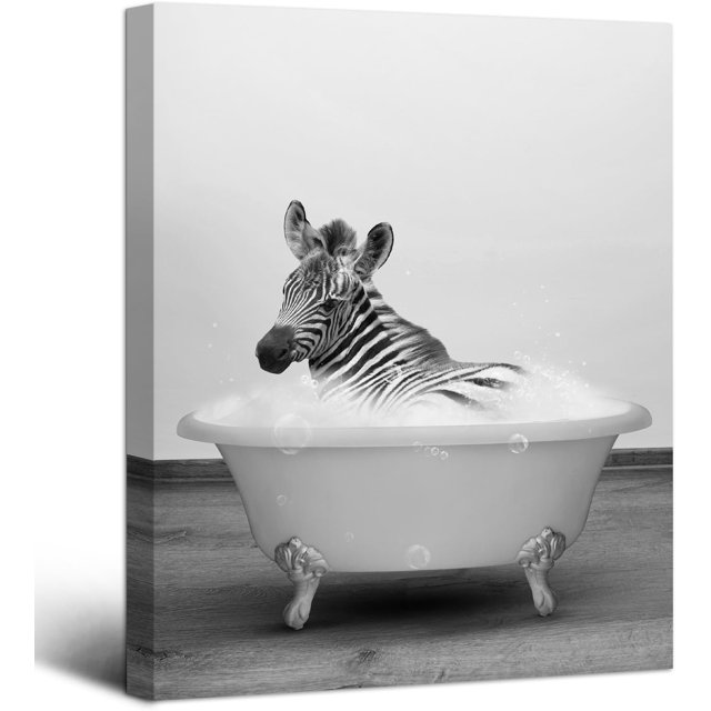 AatoeaX Funny Zebra Bathroom Wall Decor Black and White Animal Wall Art ...