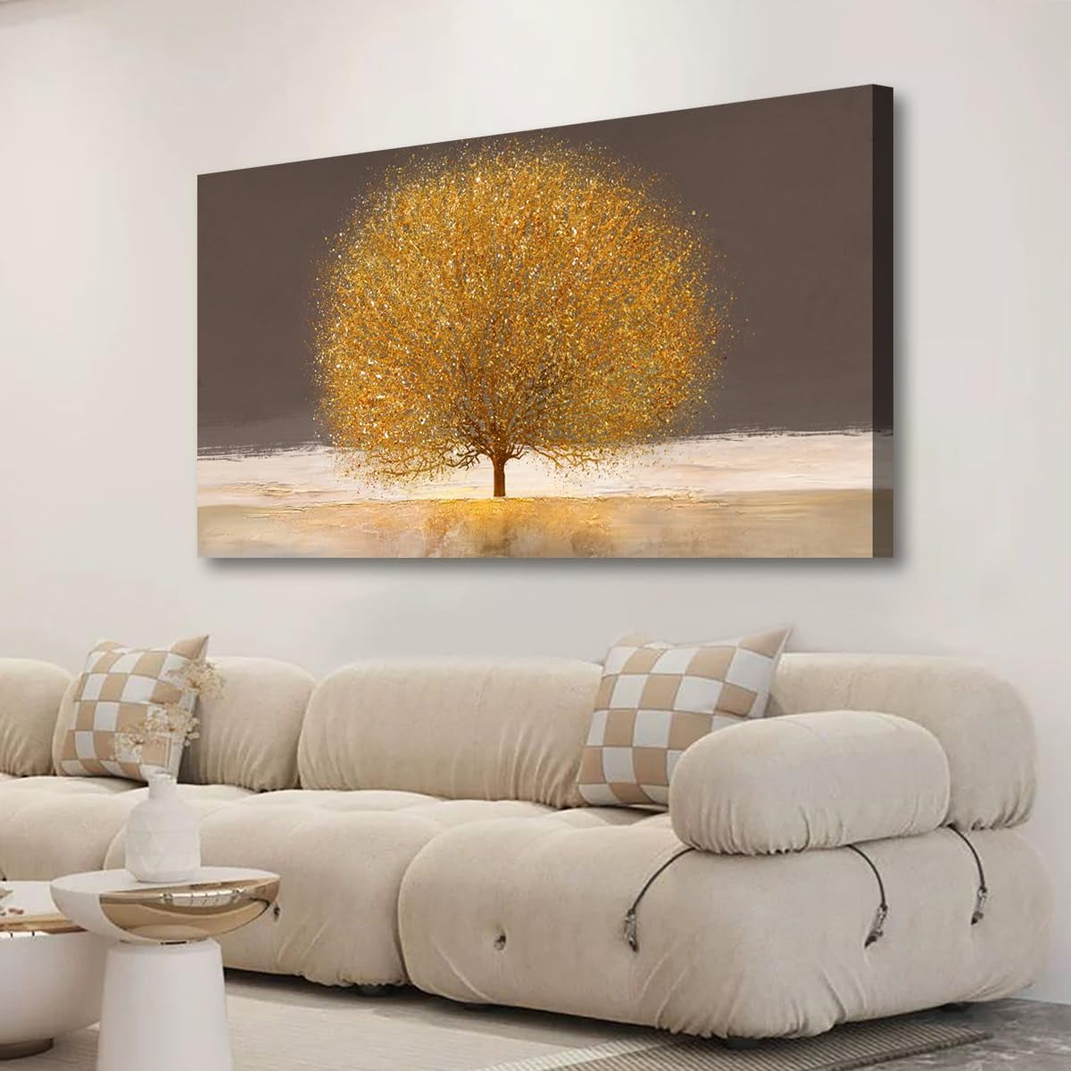 AatoeaX Golden Tree Pictures Canvas Wall Art for Living room Office ...