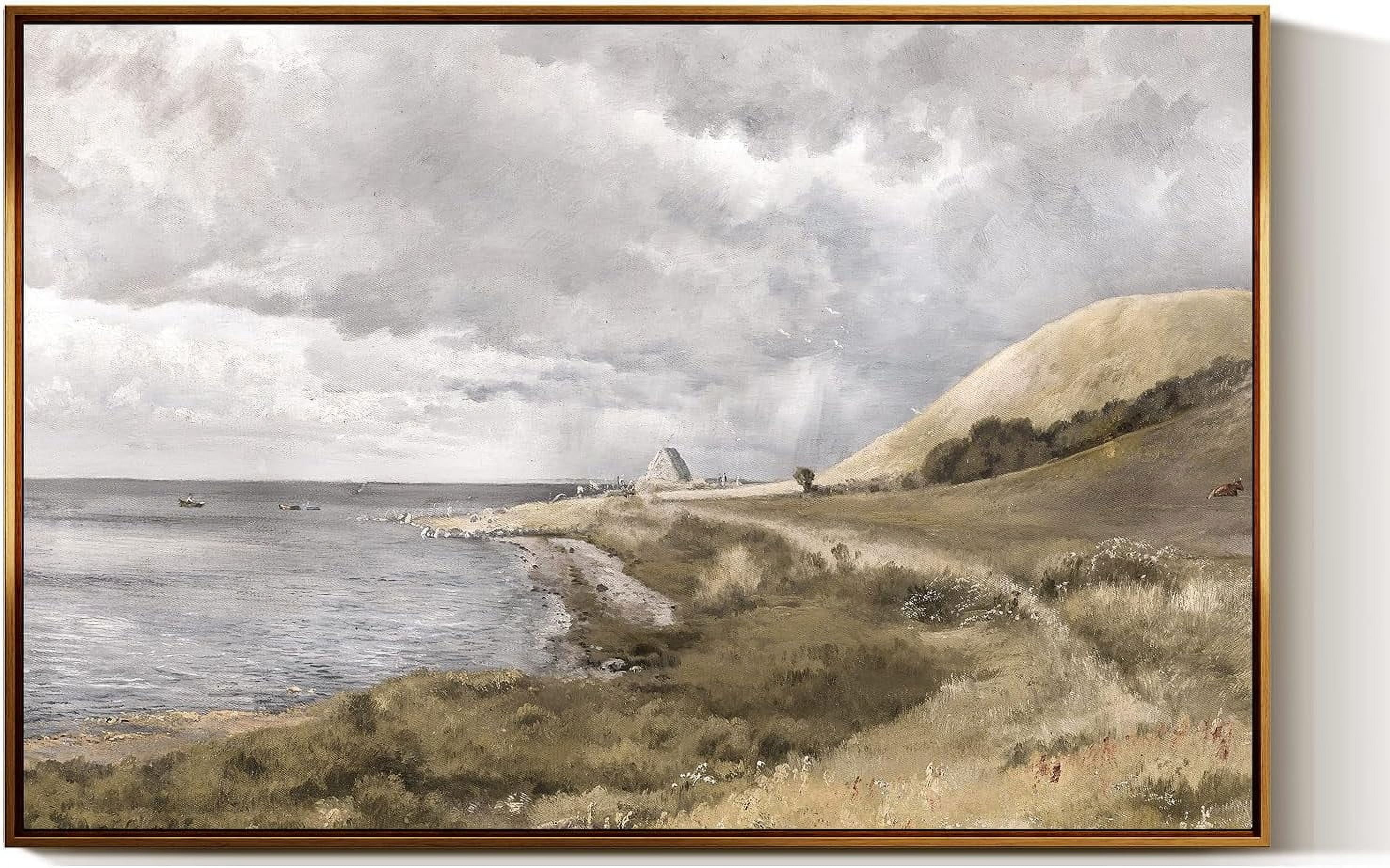 AatoeaX Golden Vintage Canvas Wall Art Coastal Scene From Denmark ...