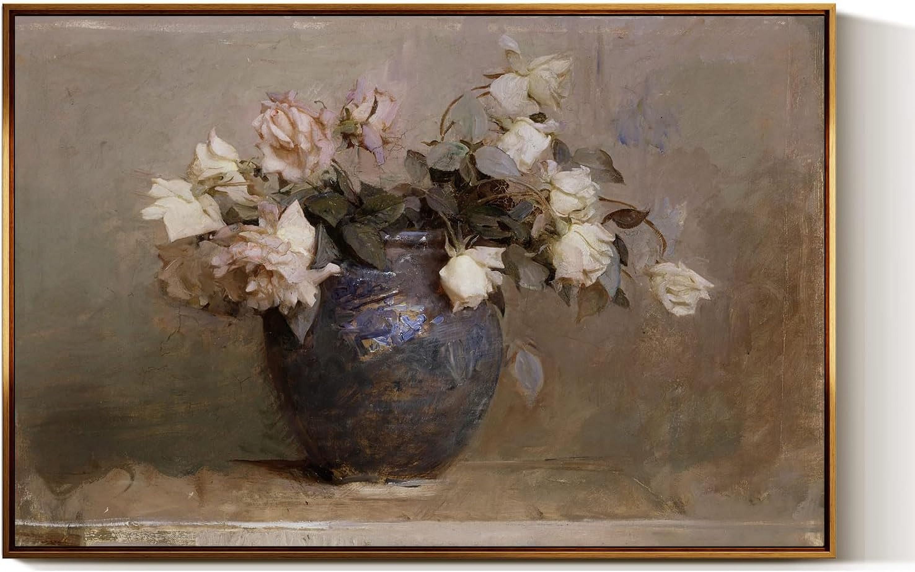 AatoeaX Golden Vintage Canvas Wall Art Roses Flower Floral Painting Prints Still Life 24x36in ...