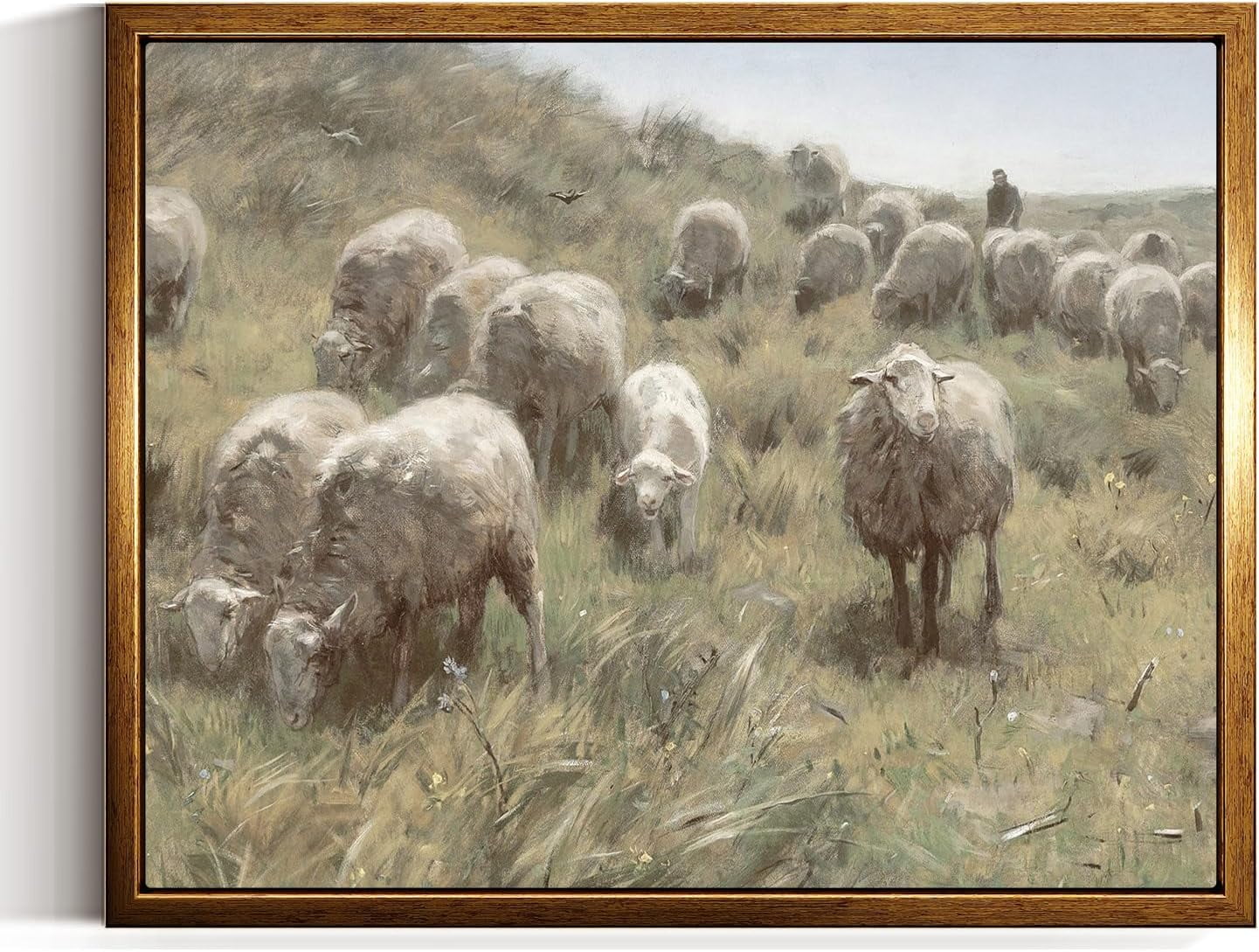 AatoeaX Golden Vintage Canvas Wall Art Sheep on the Dunes Decor, Rural ...