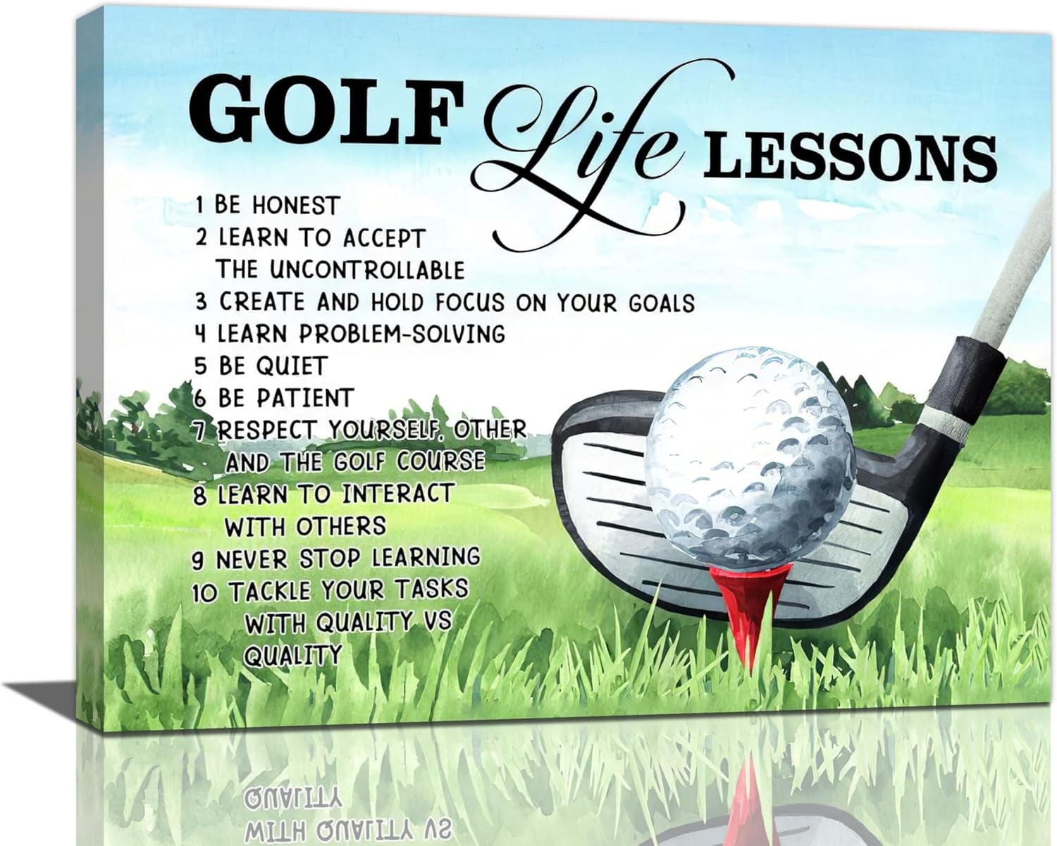 AatoeaX Golf Gifts Inspirational Wall Decor Golf Life Lessons Canvas ...