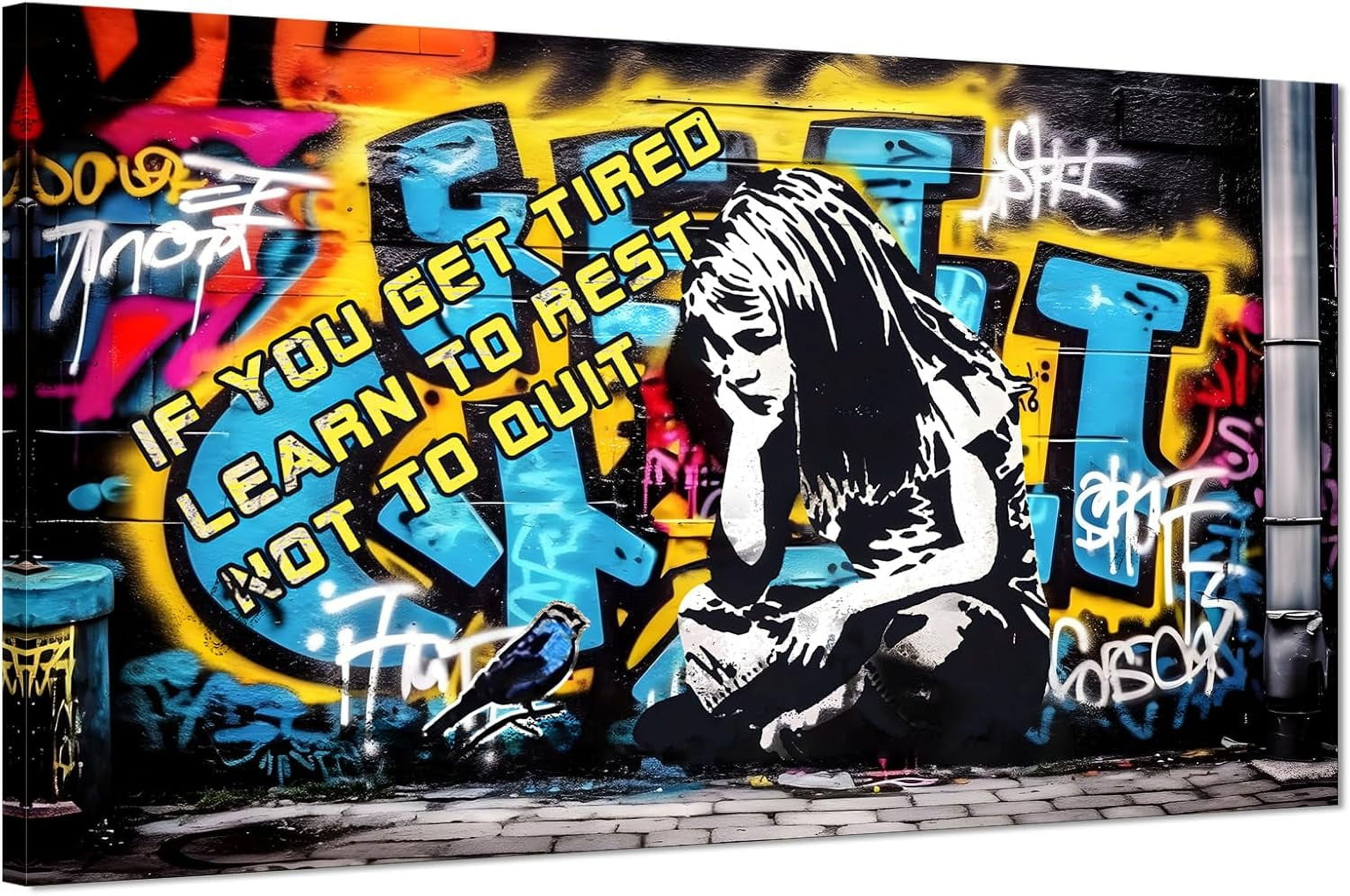 AatoeaX Graffiti Girl Canvas Wall Art Colorful Street Art Artwork ...