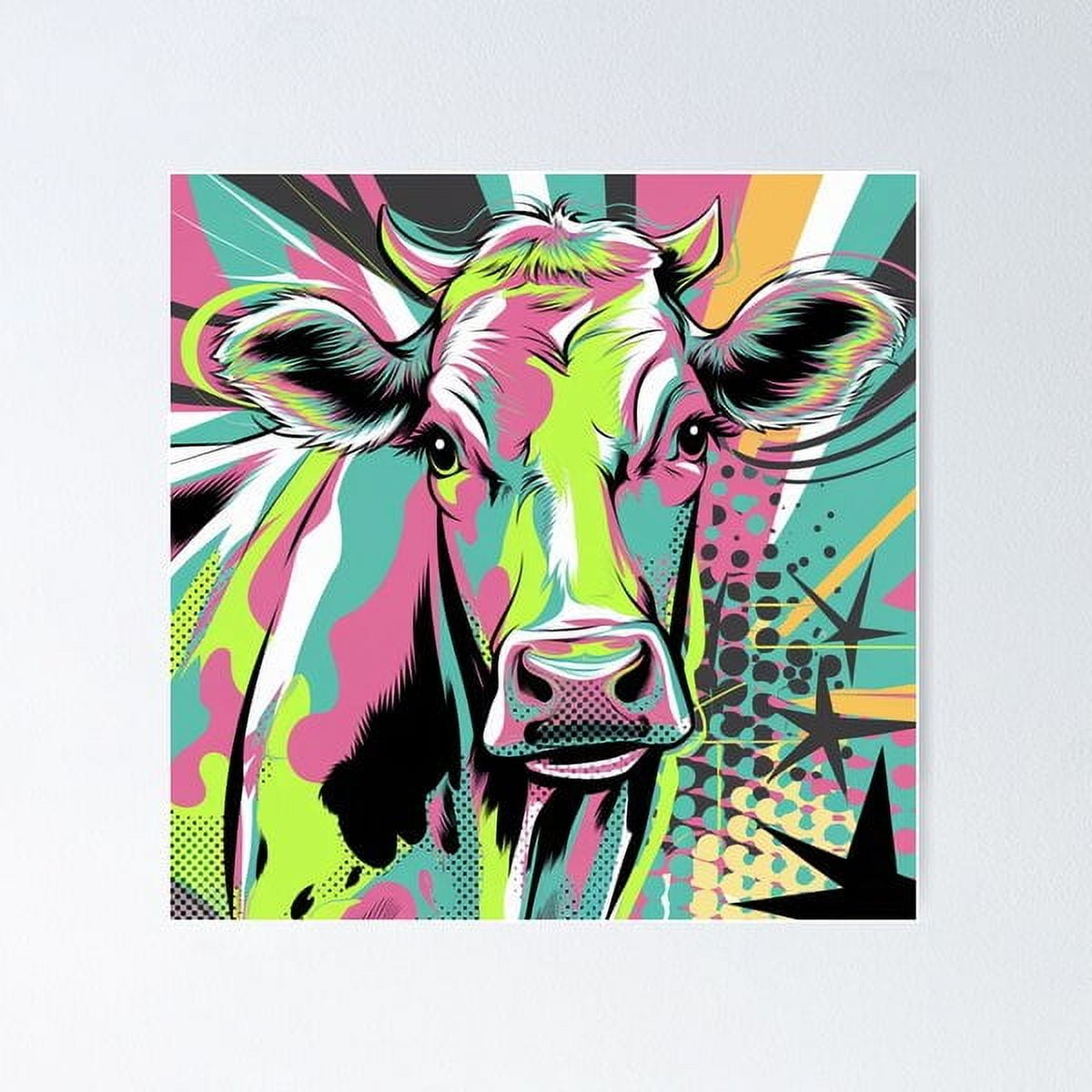 AatoeaX Groovy Cow – Pop Art Grazing Poster Aesthetic Home Decor ...