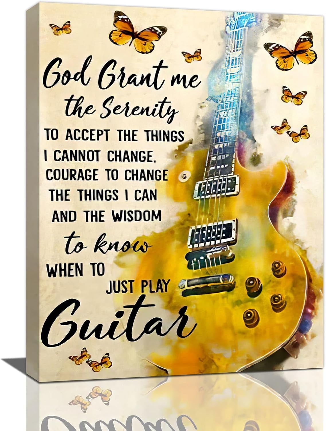 AatoeaX Guitar Decor Just Play Guitar Wall Art Butterfly Canvas ...