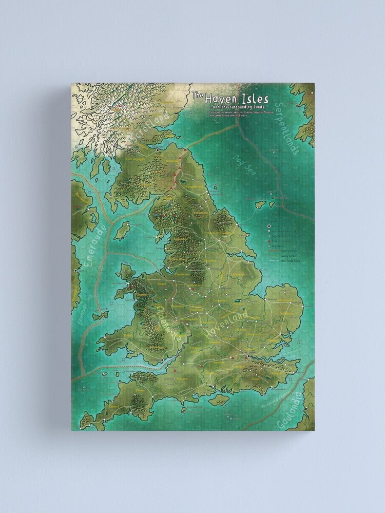 AatoeaX The Haven Isles Map Canvas Print Modern Wall Art Canvas Poster ...